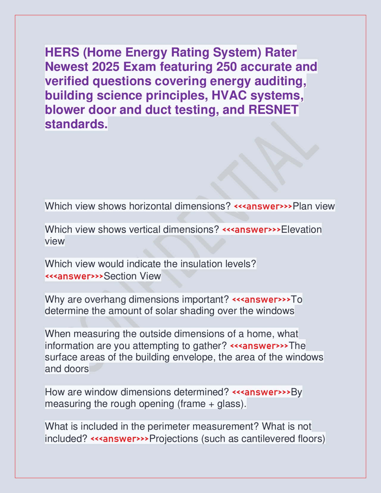 HERS (Home Energy Rating System) Rater Newest 2025 Exam featuring 250 ...