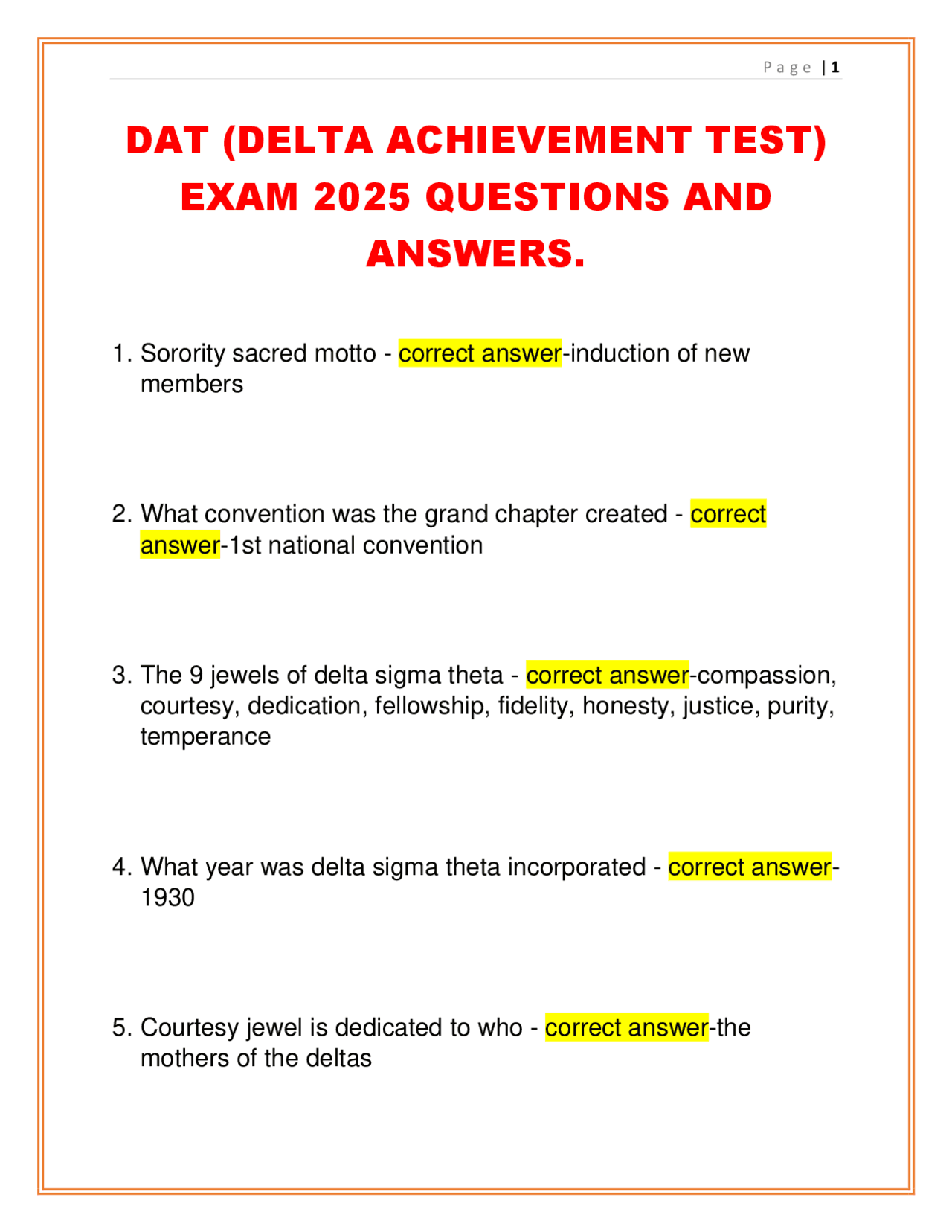 Delta Sigma Theta DAT Exam Prep: 2025 Questions & Answers | Exams ...