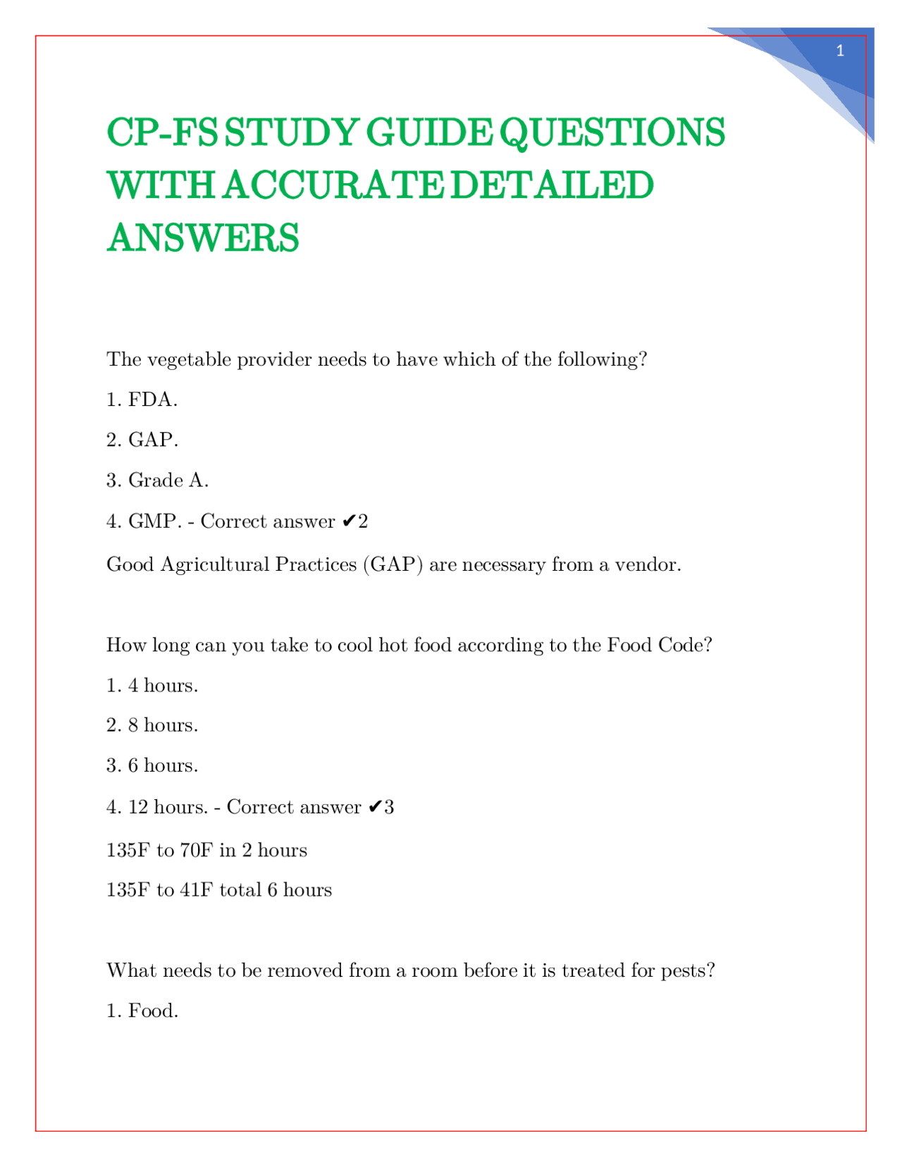 CP-FS STUDY GUIDE QUESTIONS WITH ACCURATE DETAILED ANSWERS | Exams Food ...