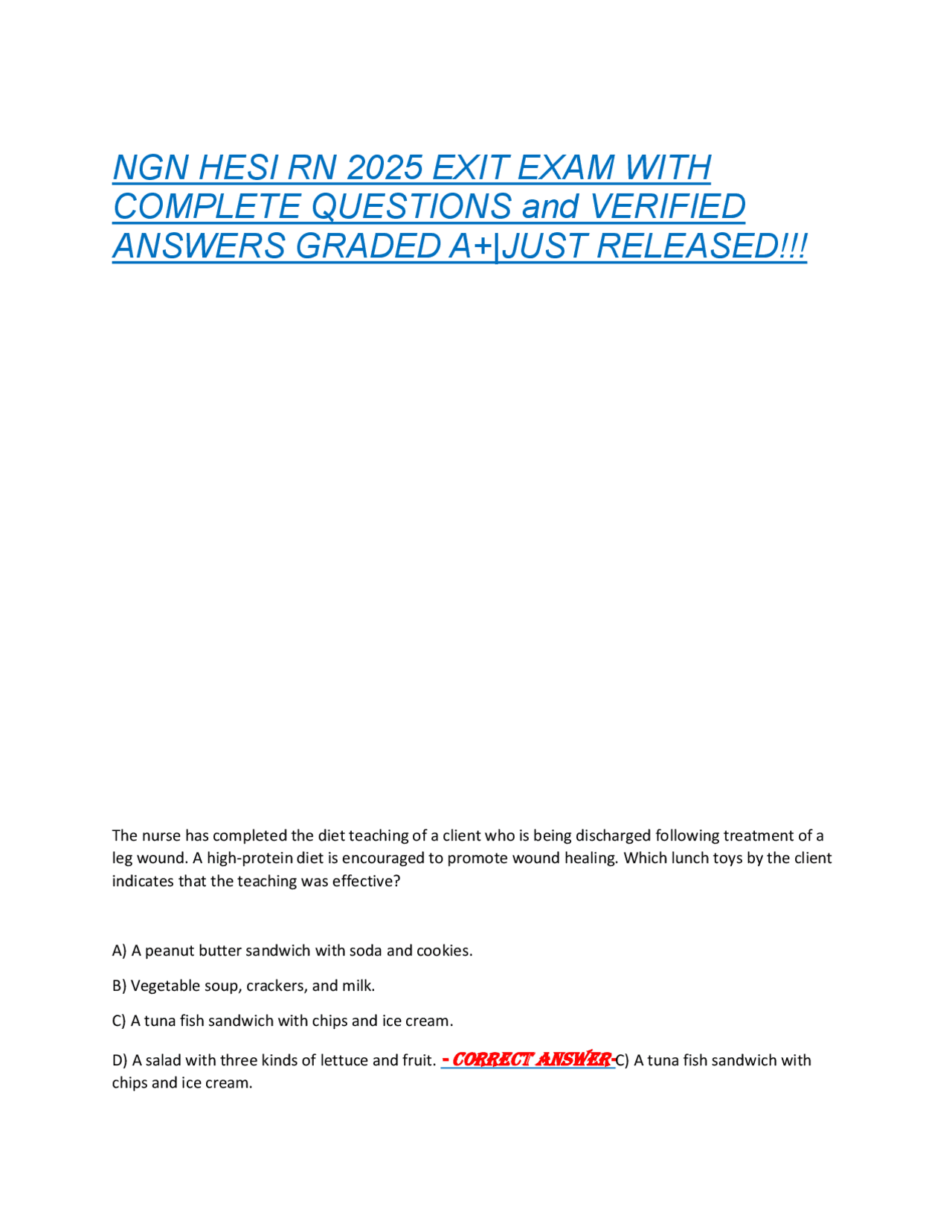 NGN HESI RN 2025 EXIT EXAM WITH COMPLETE QUESTIONS and VERIFIED ANSWERS ...