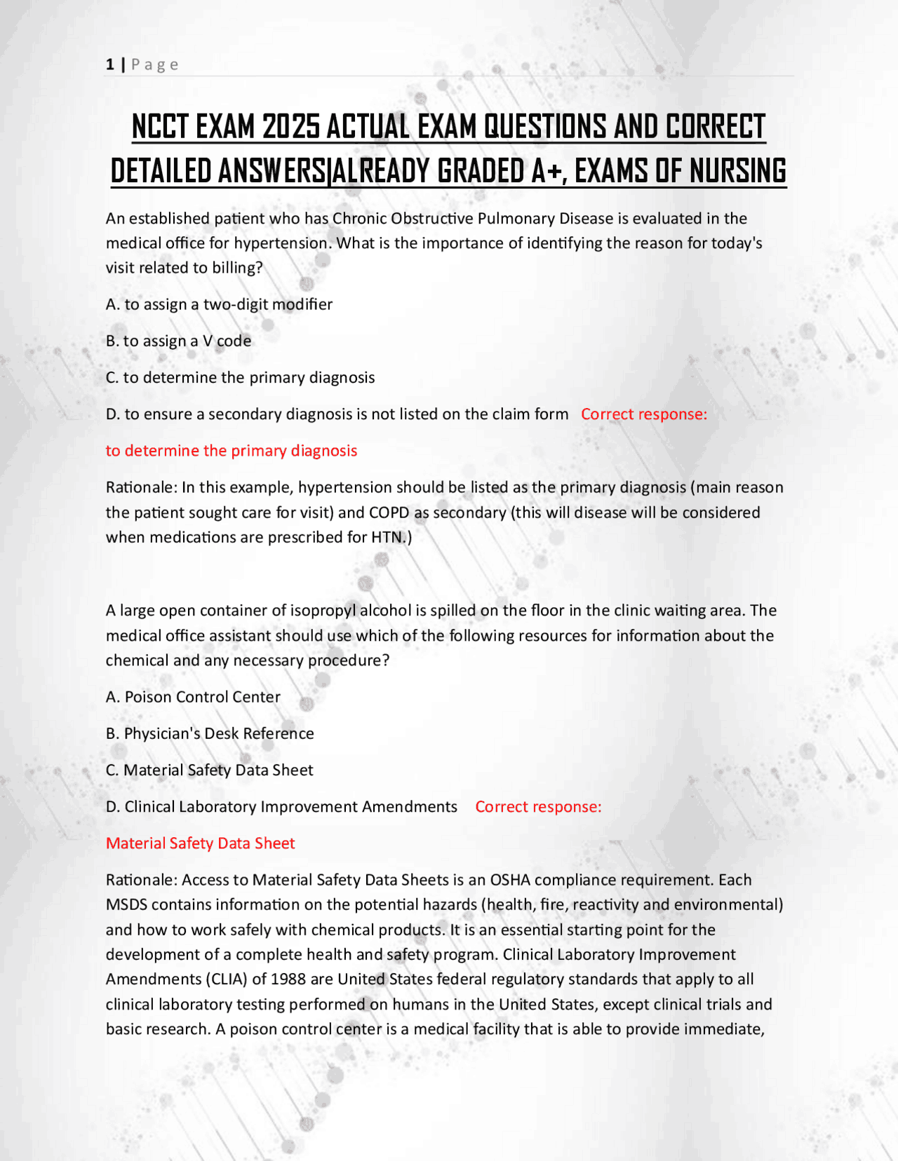 NCCT EXAM 2025 ACTUAL EXAM QUESTIONS AND CORRECT DETAILED ANSWERS ...