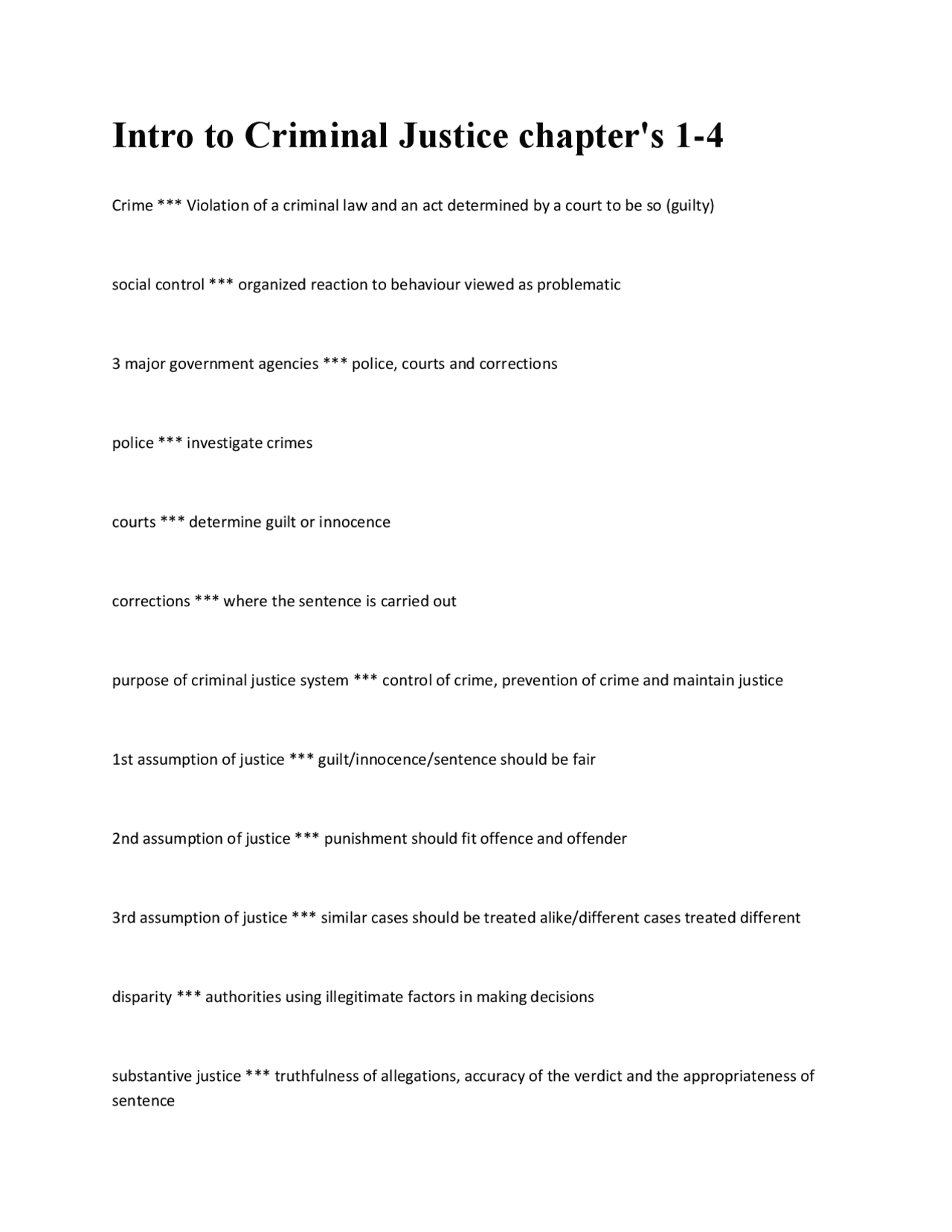 Intro to Criminal Justice chapter's 1-4. 136 Questions And Answers ...