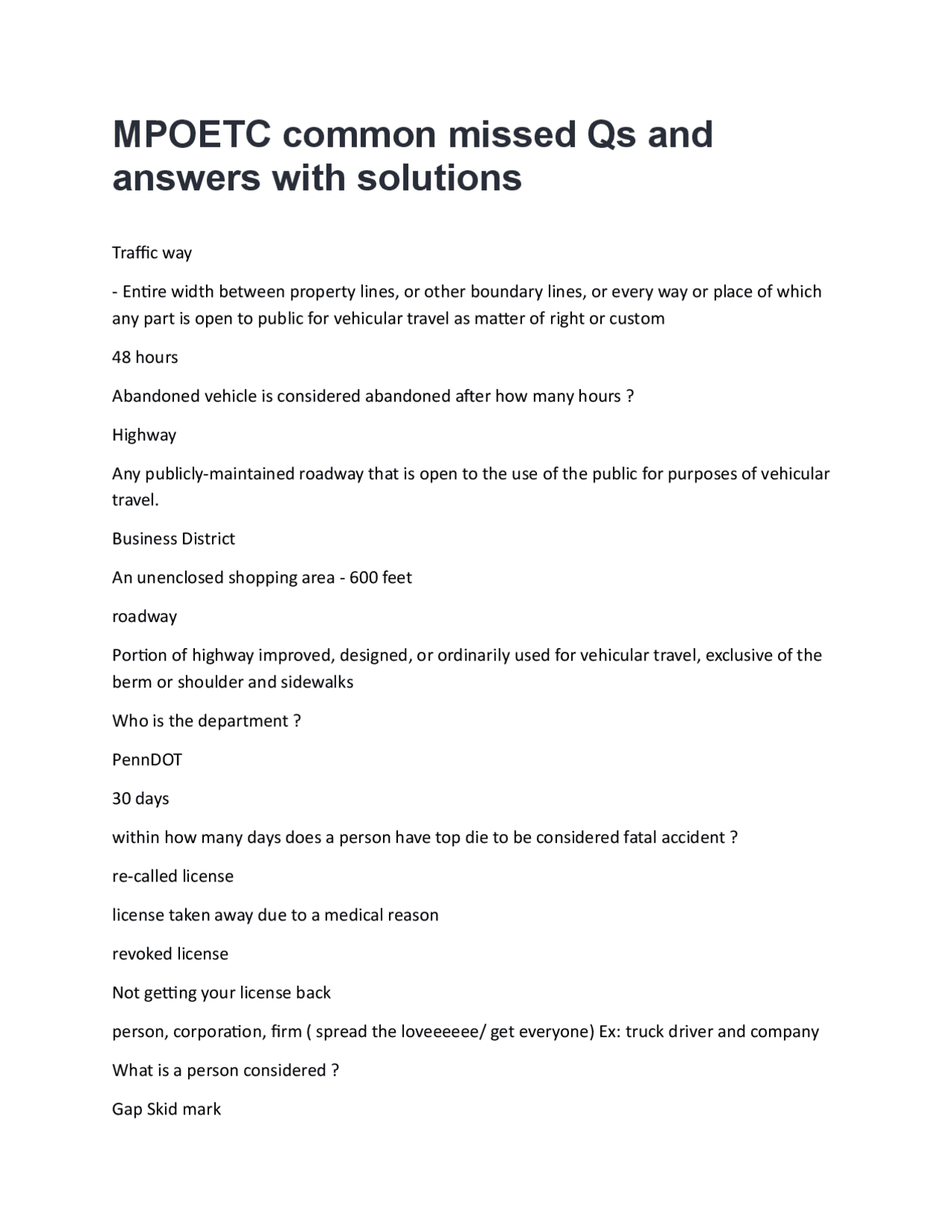 MPOETC Exam Prep: Key Questions & Answers for Law Enforcement | Exams ...