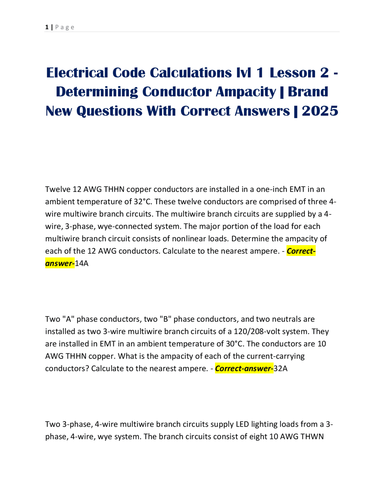 Electrical Code Calculations lvl 1 Lesson 2 - Determining Conductor ...