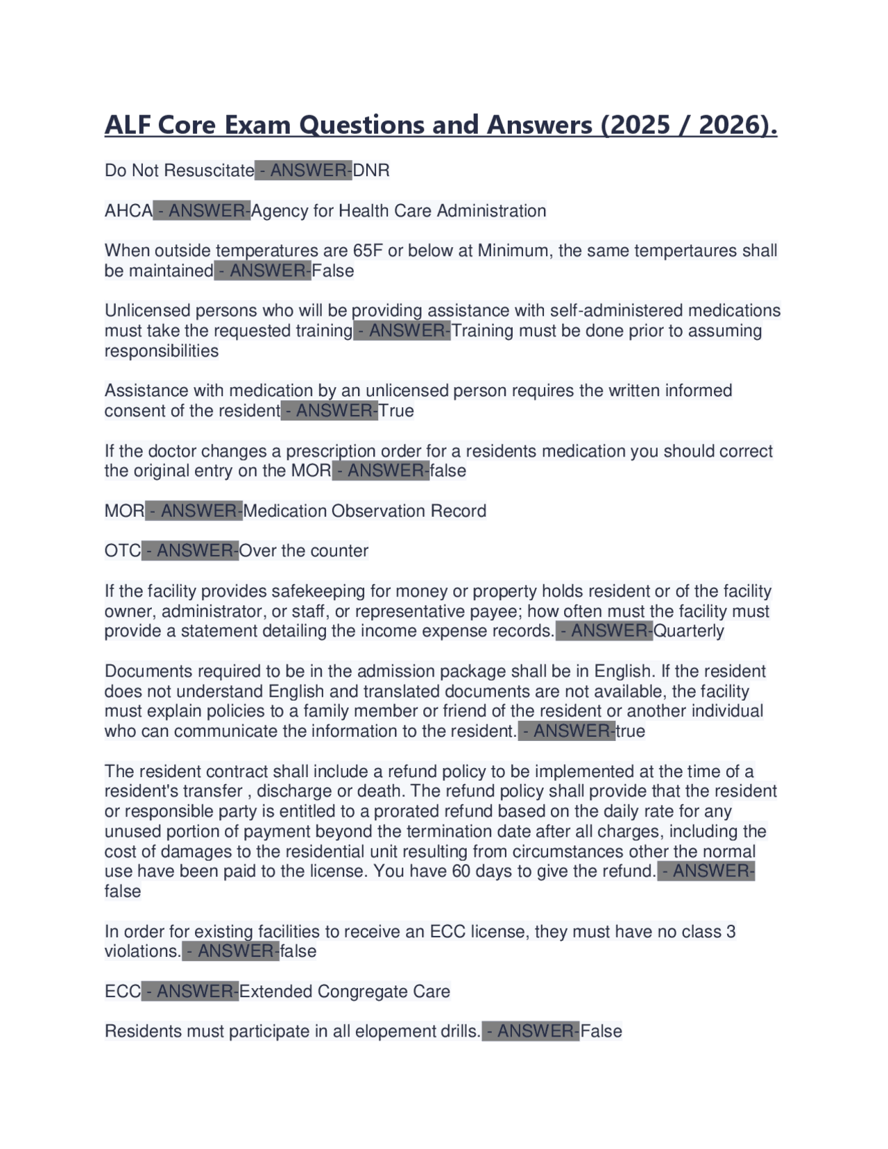 ALF Core Exam Questions and Answers (2025 / 2026). | Exams School ...