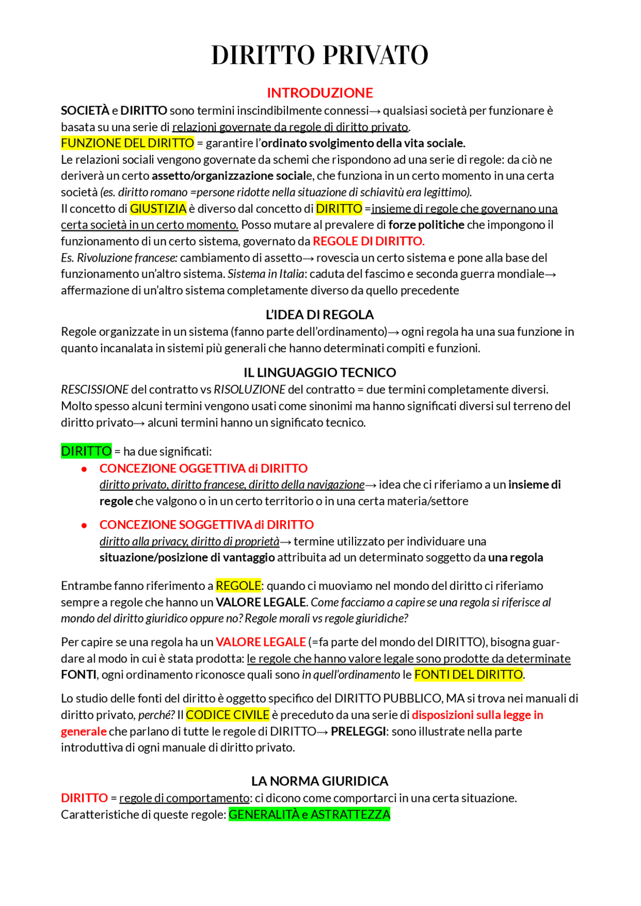 Appunti di Diritto Privato: Concetti Fondamentali e Applicazioni ...