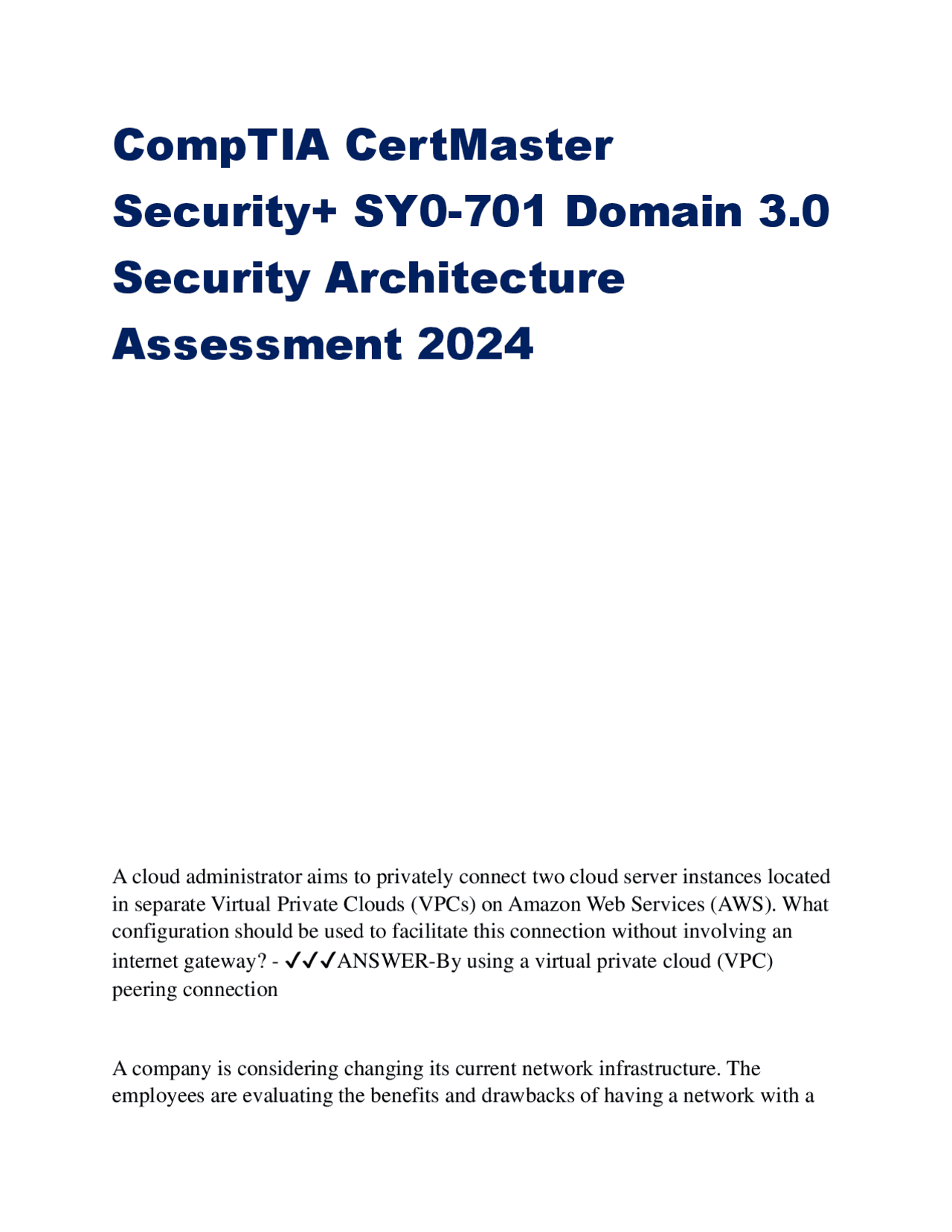 CompTIA CertMaster Security+ SY0-701 Domain 3.0 Security Architecture ...