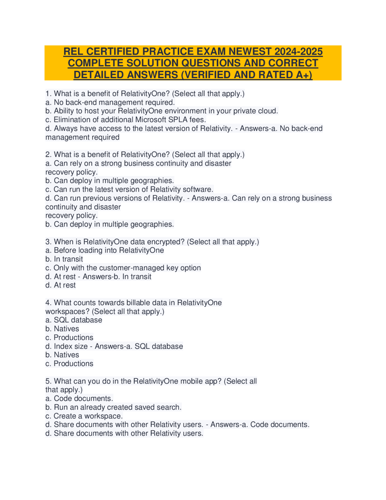 REL CERTIFIED PRACTICE EXAM NEWEST 2024-2025 COMPLETE SOLUTION ...