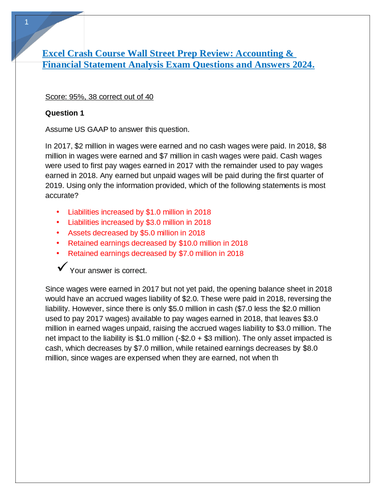 Excel Crash Course Wall Street Prep Review-Accounting & Financial ...