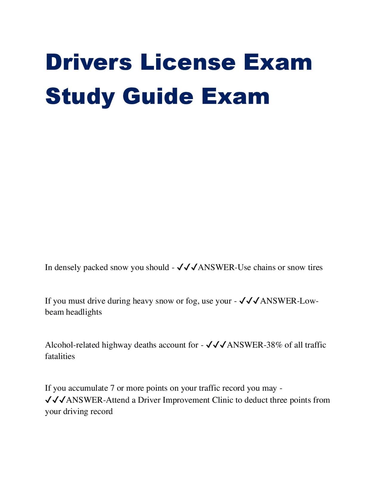 Drivers License Exam Study Guide Exam | Study Guides, Projects ...