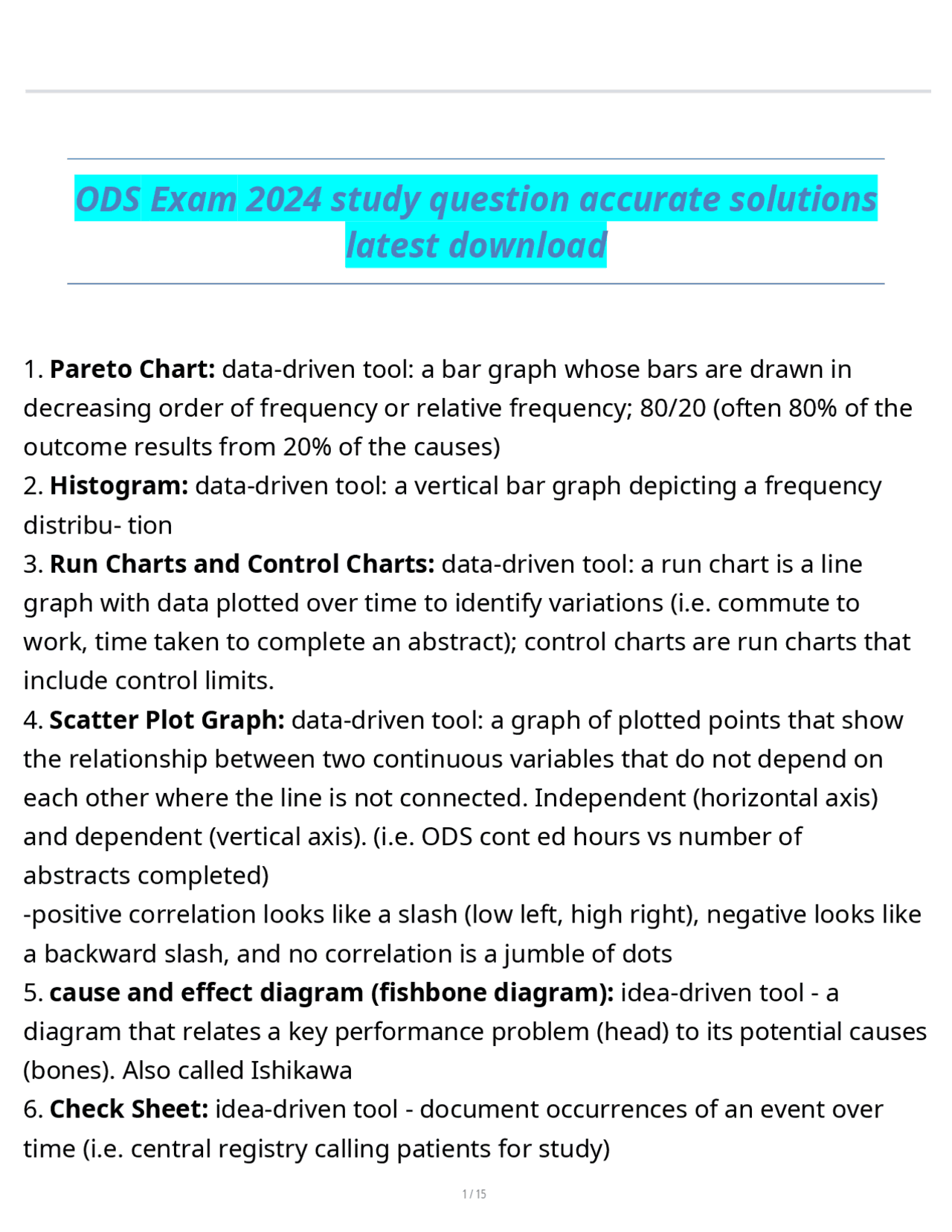 ODS Exam 2024 study question accurate solutions latest download | Exams ...