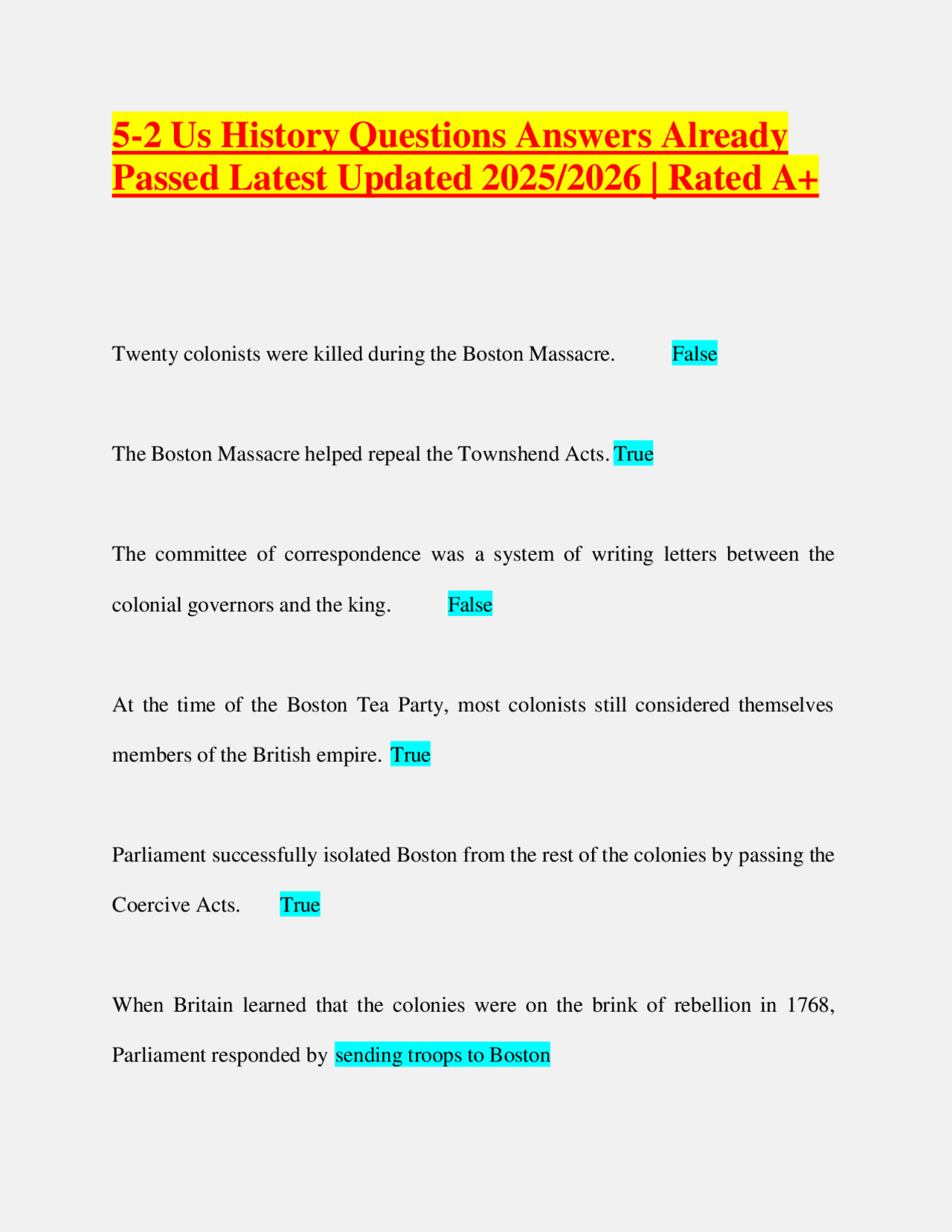 5-2 Us History Questions Answers Already Passed Latest Updated 2025/ ...