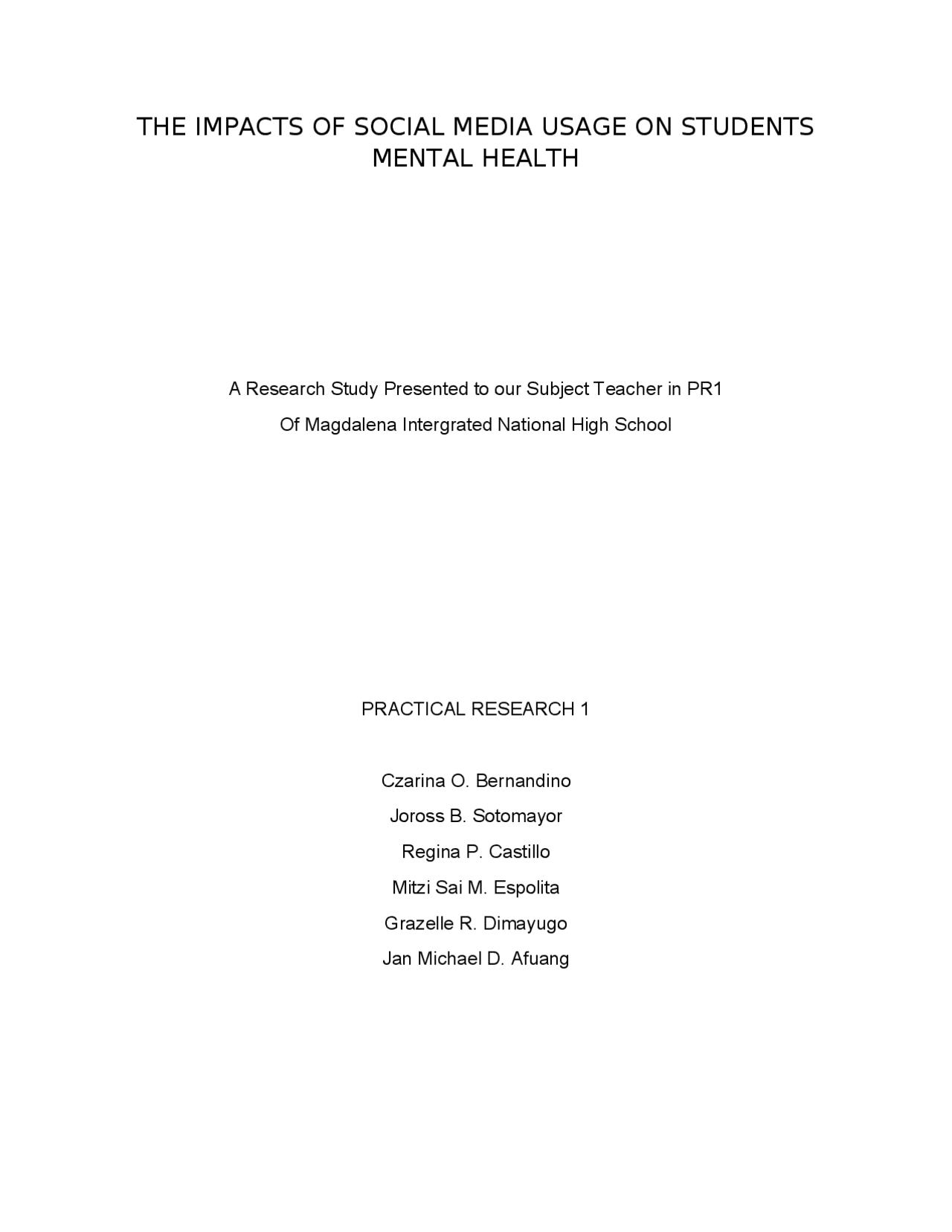 Social Media Impact on Students' Mental Health: A Psychological Study ...