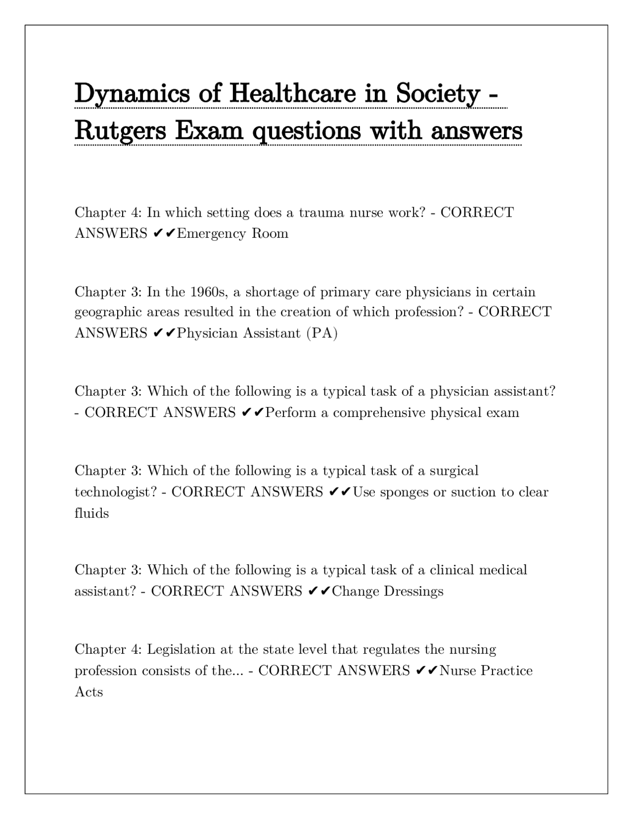 Healthcare Professions Exam Questions and Answers: A Study Guide ...