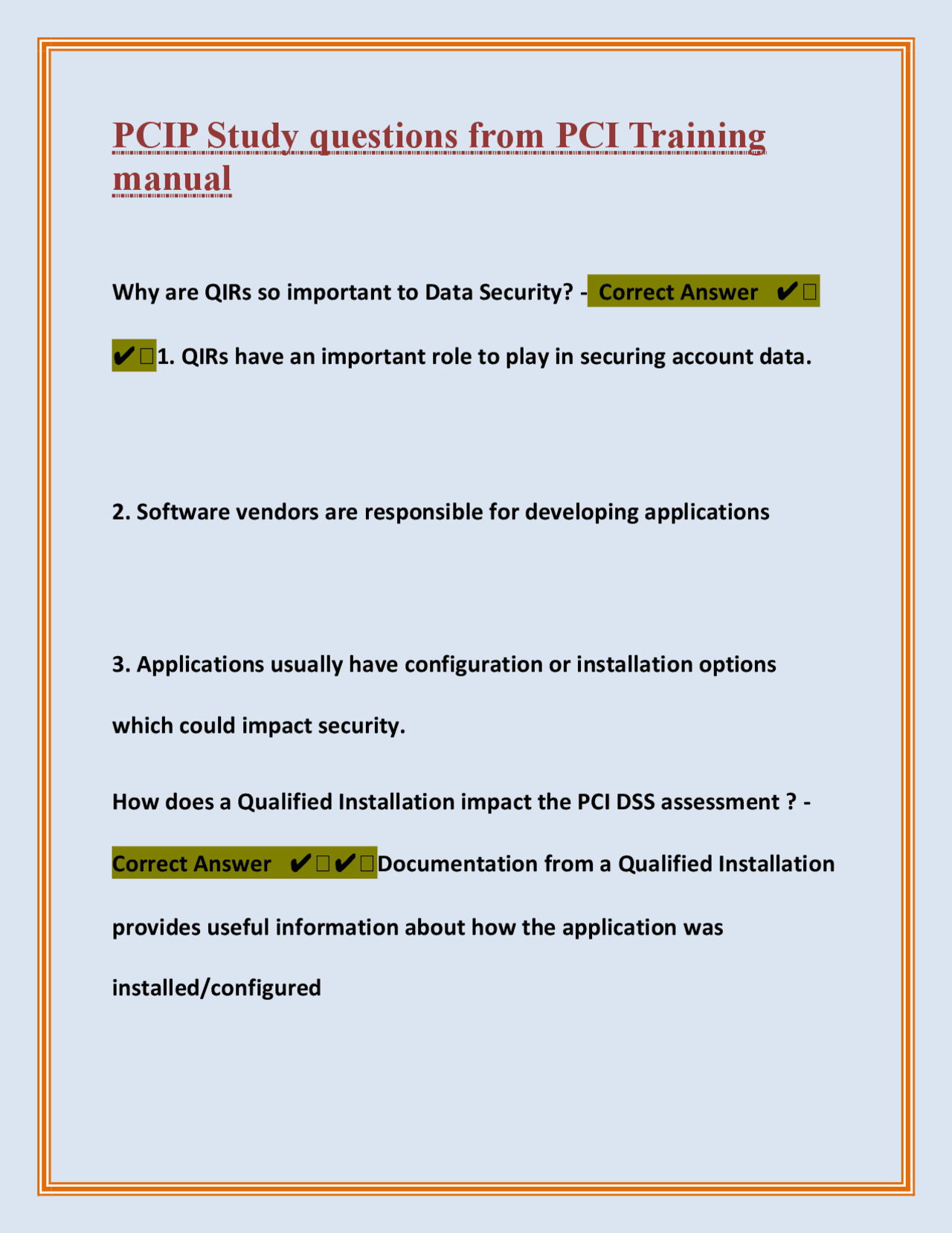 PCI DSS Study Questions: Mastering Data Security Standards | Exams ...