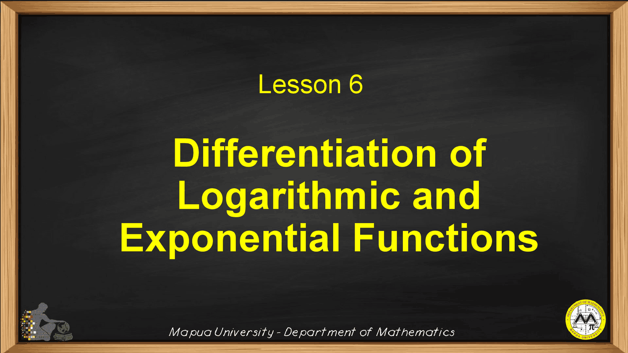 Lesson 6 - Differentiation of Log/Exponential Functions | Slides ...