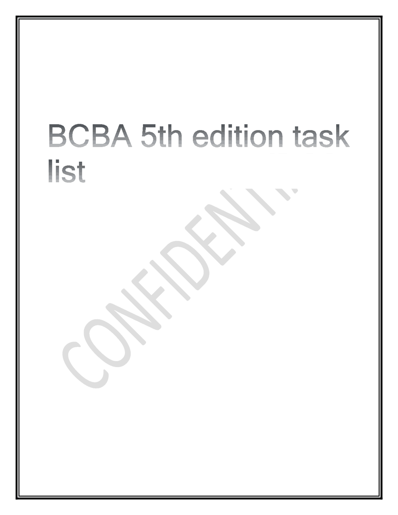 BCBA 5th edition task list | Exams Nursing | Docsity
