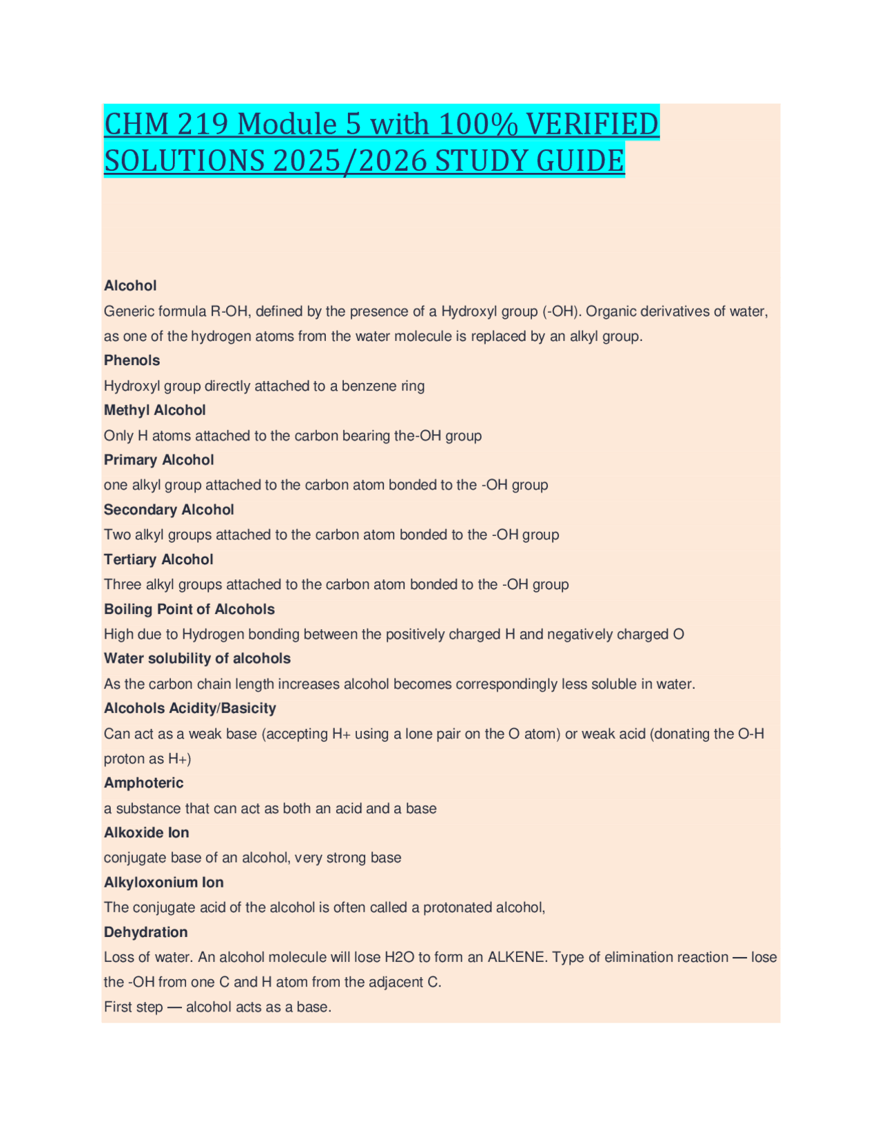 CHM 219 Module 5 with 100% VERIFIED SOLUTIONS 2025/2026 STUDY GUIDE ...