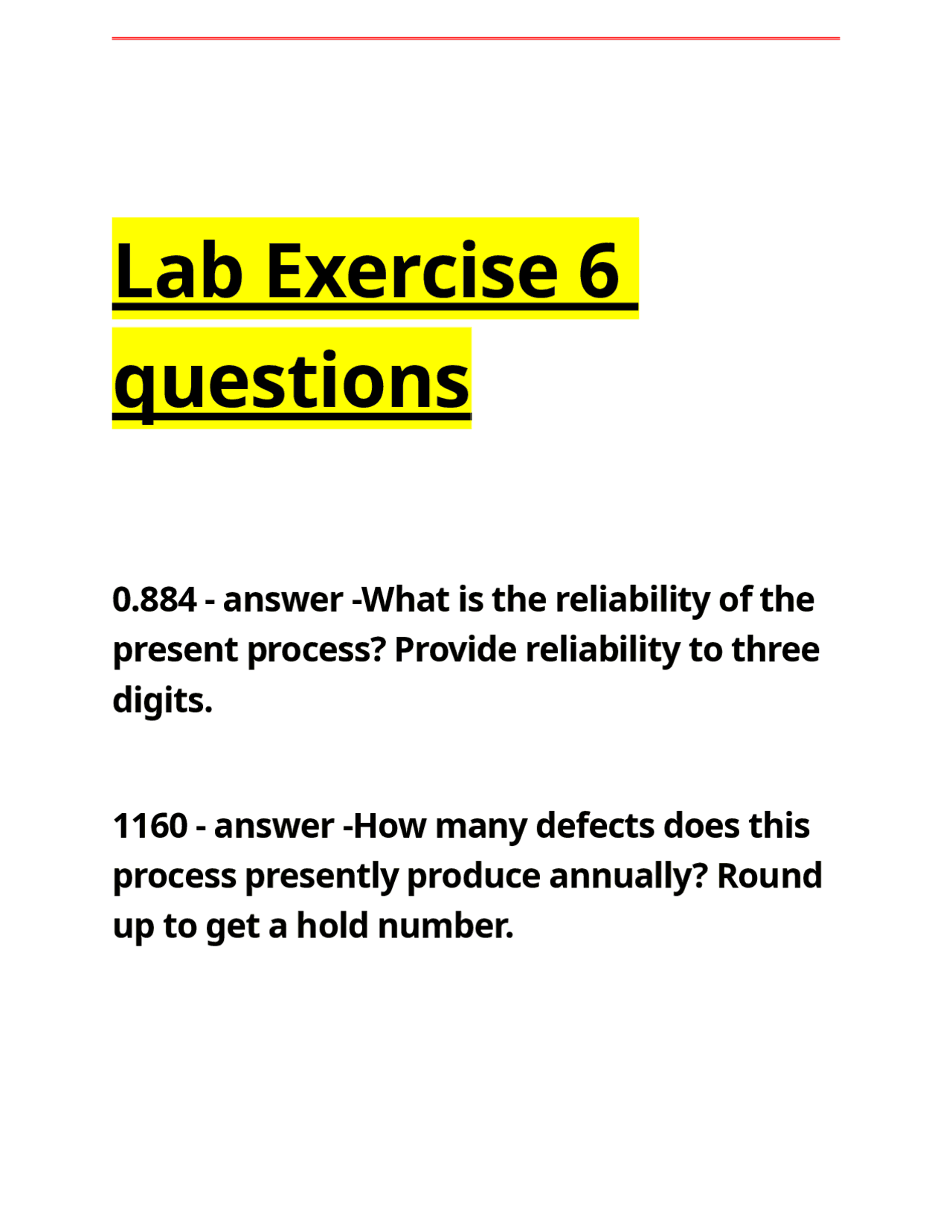 Lab Exercise 6 questions.docx | Exams Nursing | Docsity