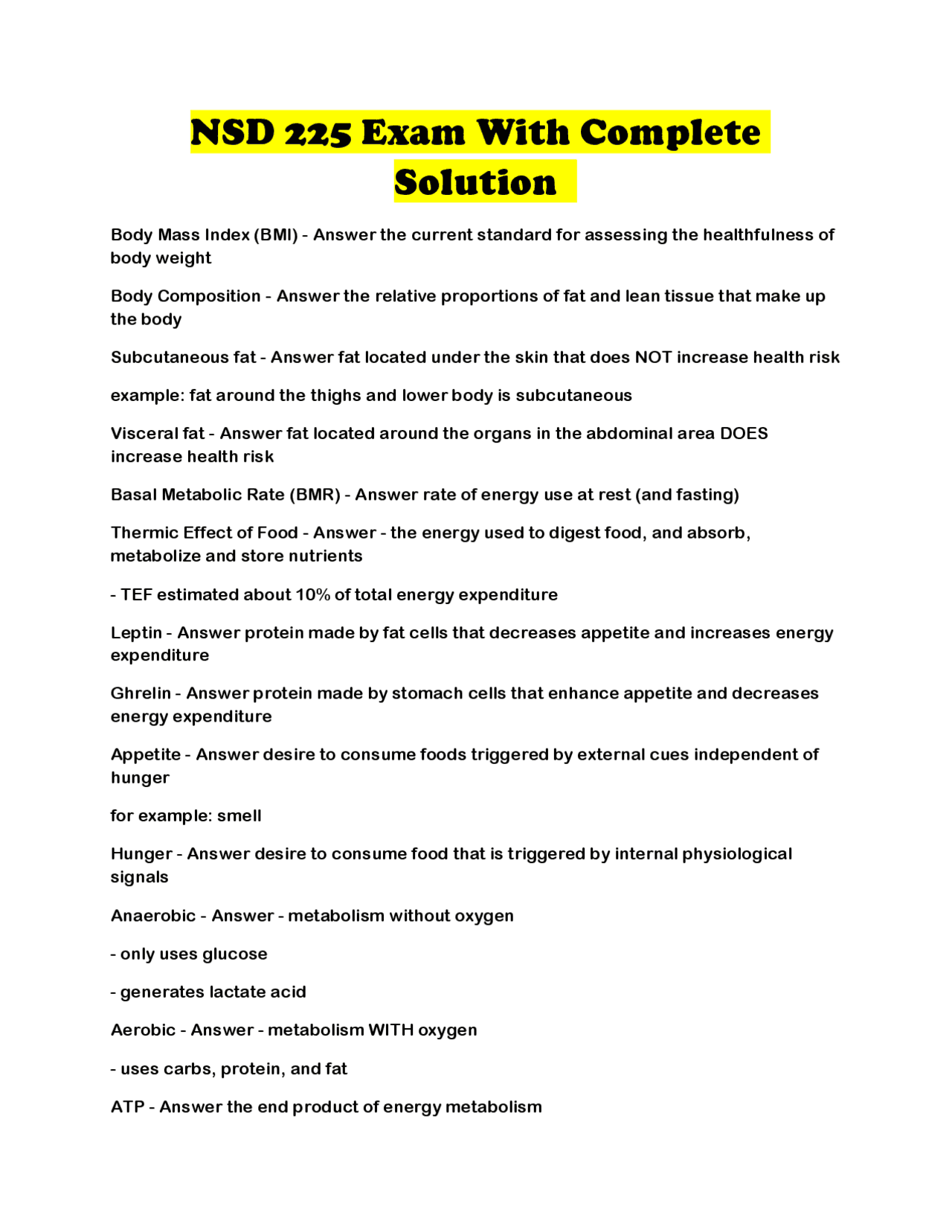 NSD 225 Exam With Complete Solution | Exams Advanced Education | Docsity