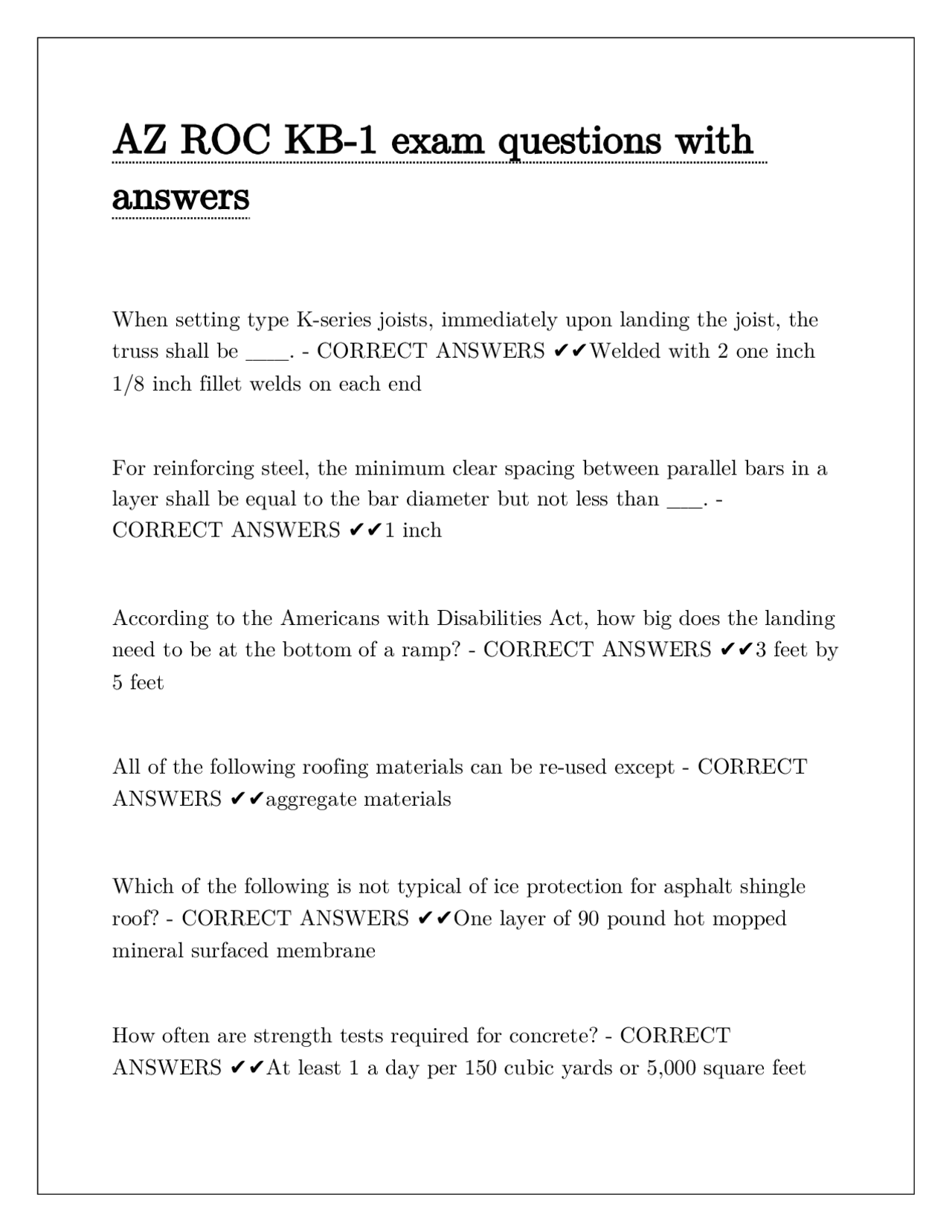 AZ ROC KB-1 exam questions with answers | Exams Trade and Commerce ...