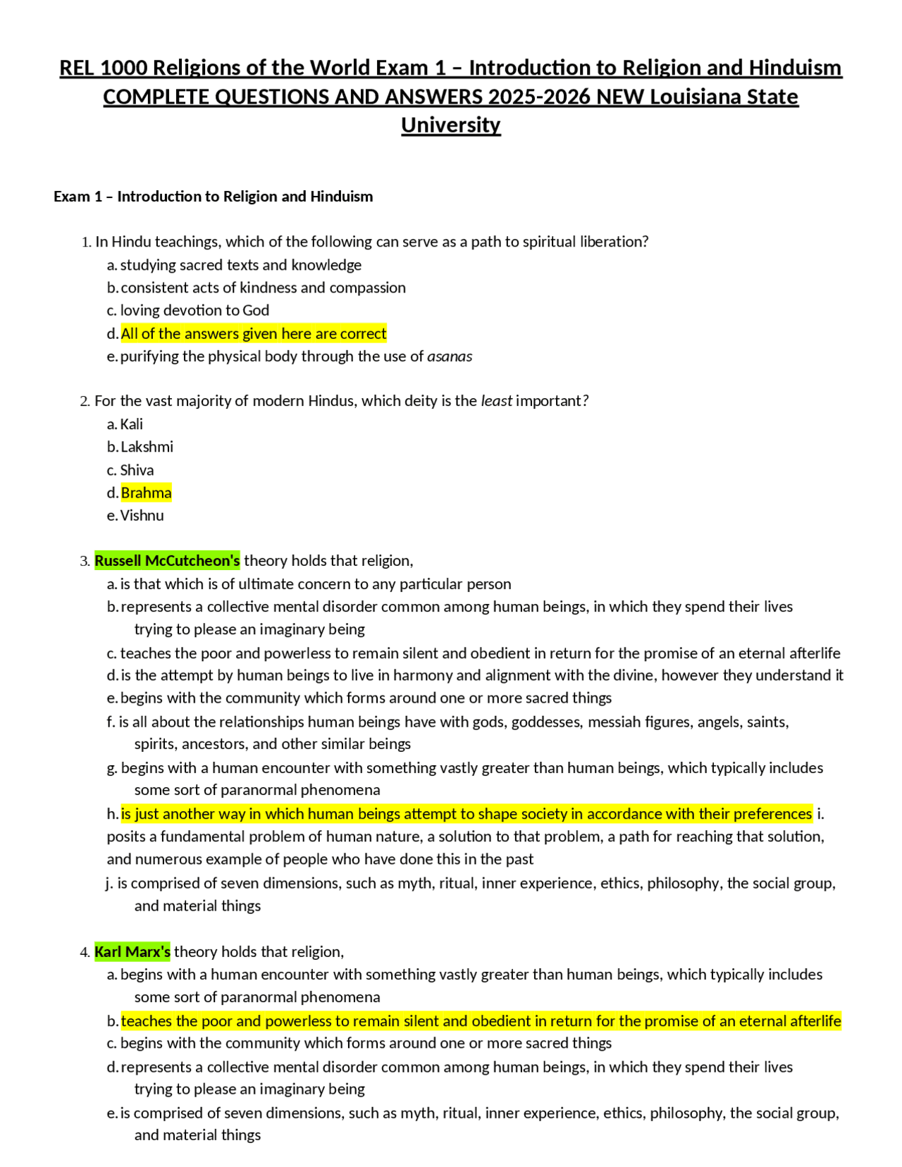 REL 1000 Religions of the World Exam 1 – Introduction to Religion and ...