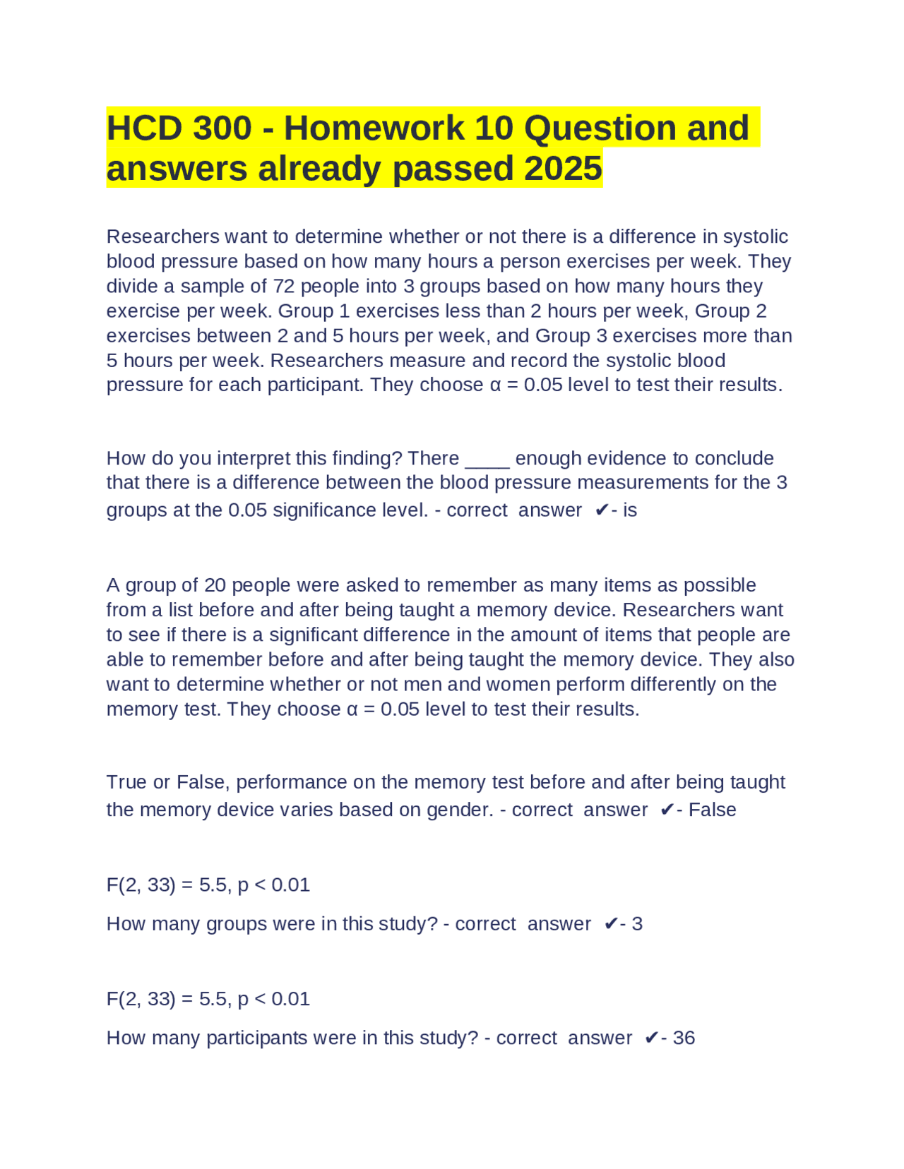 ANOVA Practice Questions and Answers: One-Way and Two-Way Analysis ...