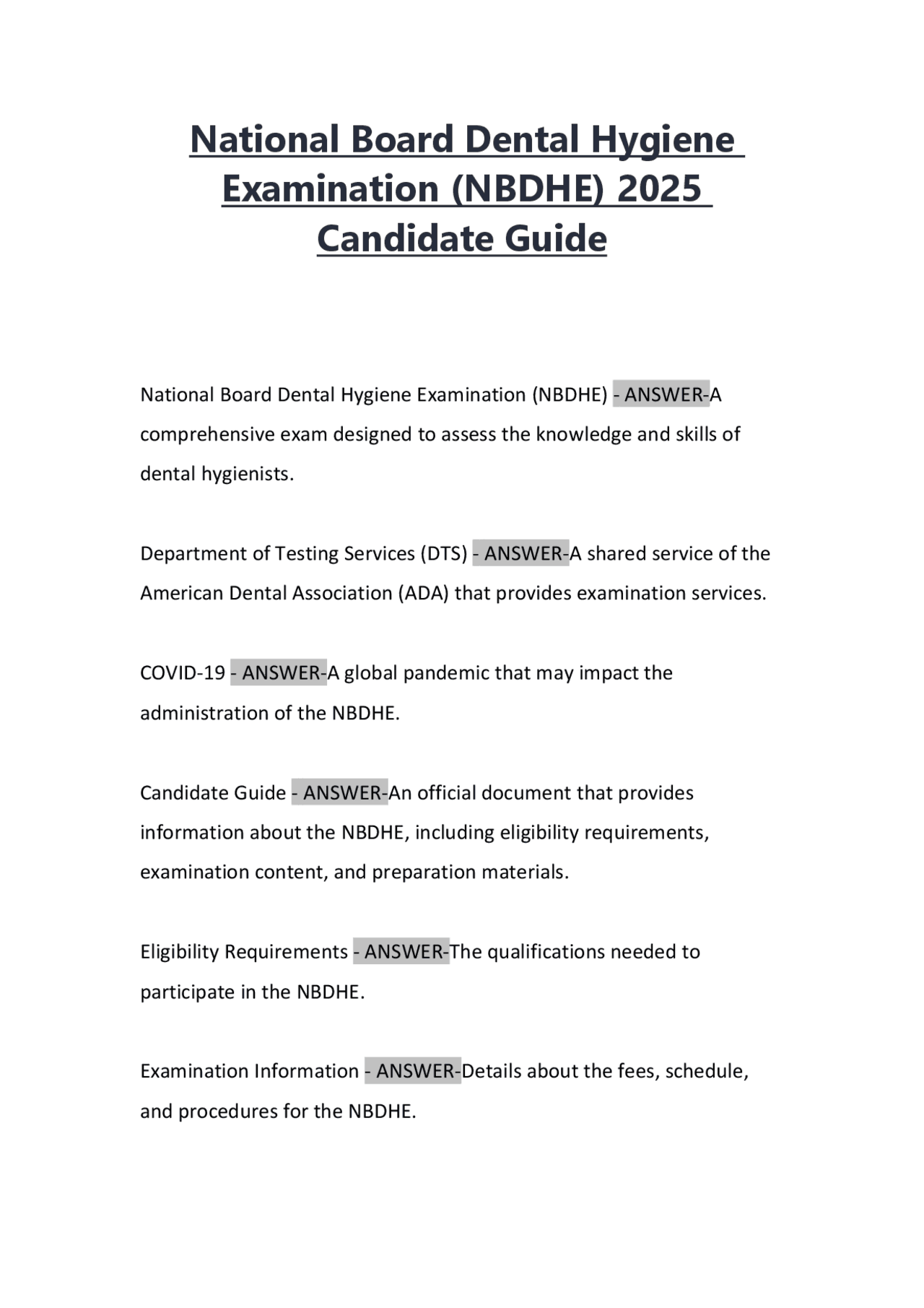 NBDHE 2025: Comprehensive Candidate Examination Guide | Exams Dental ...