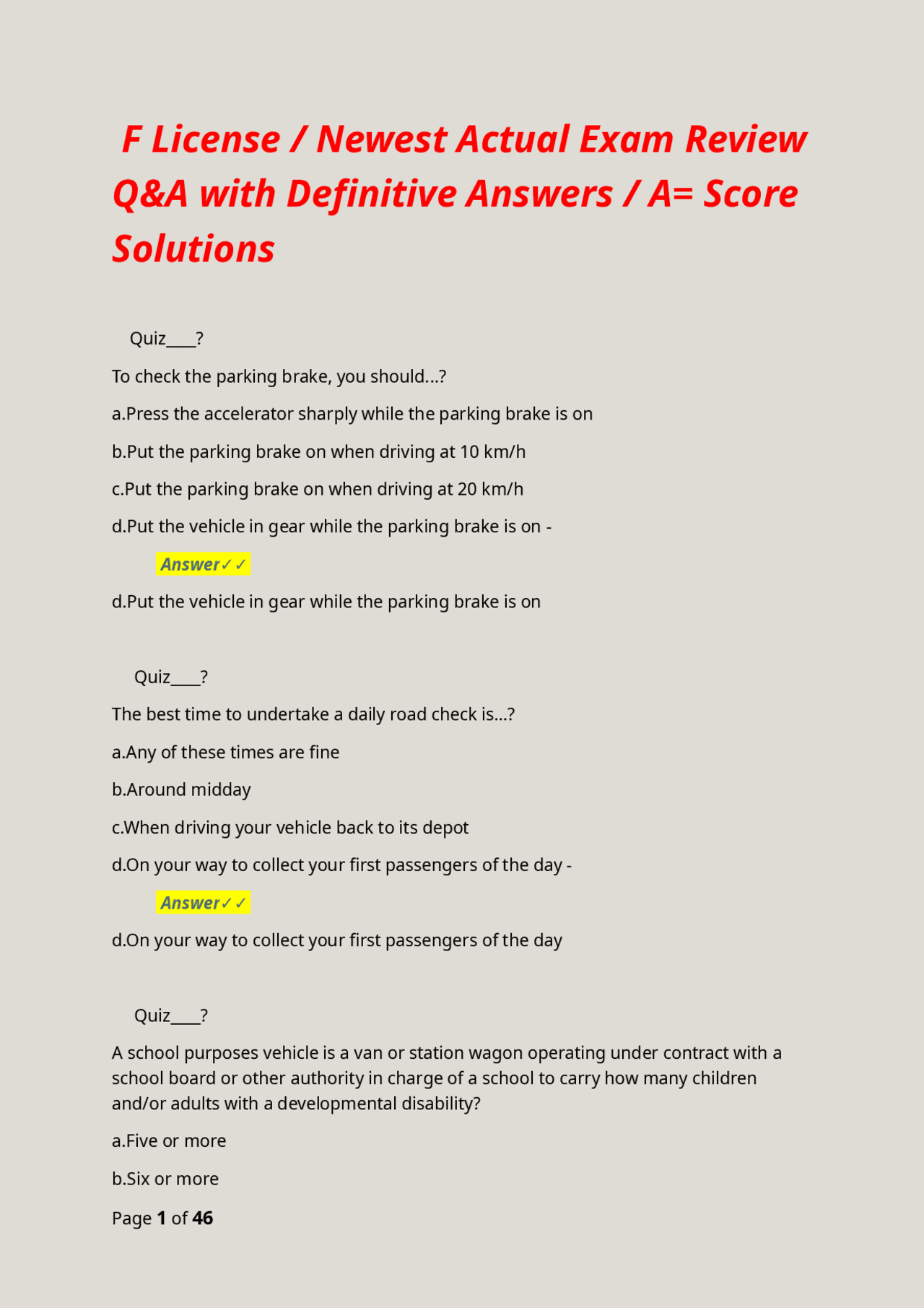 F License / Newest Actual Exam Review Q&A with Definitive Answers / A ...