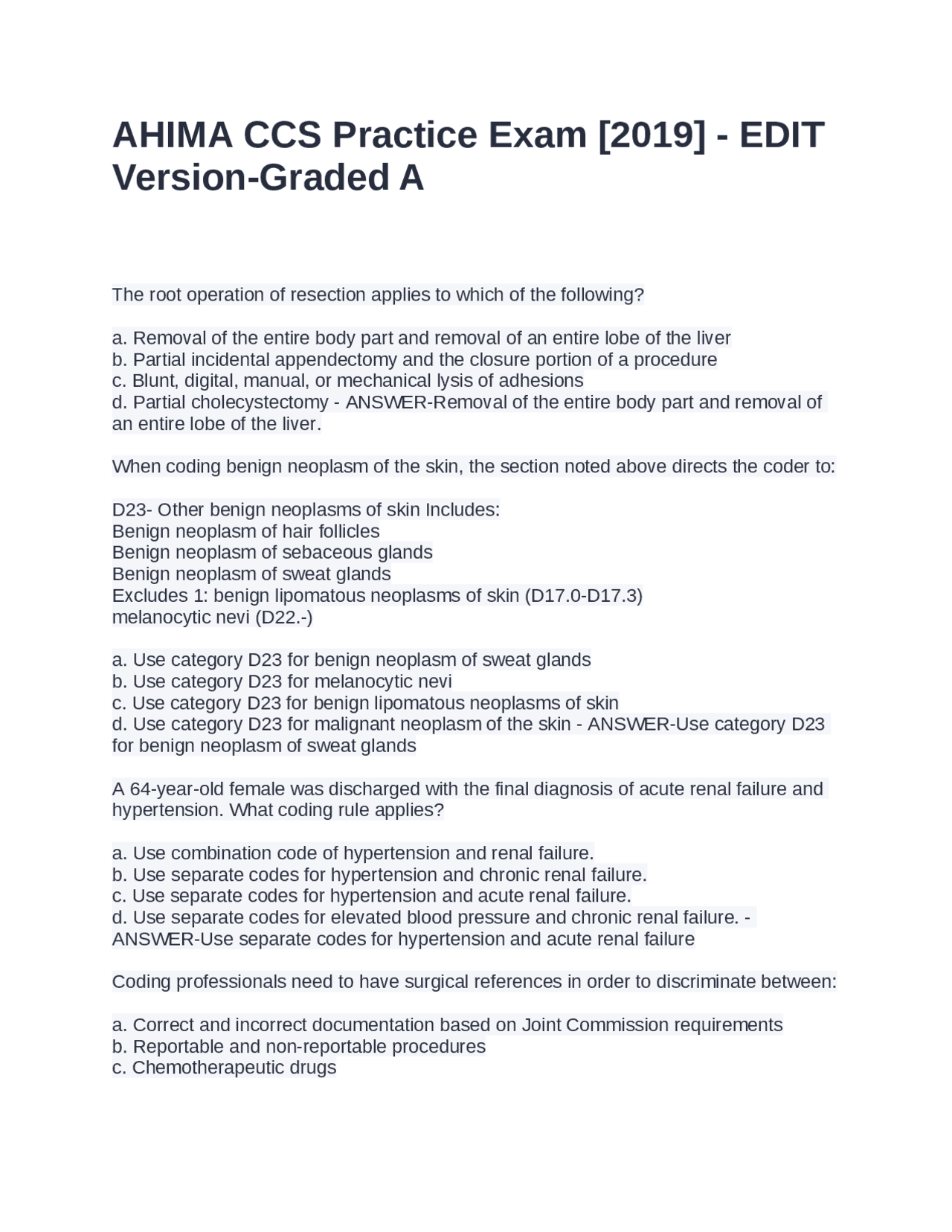 AHIMA CCS Practice Exam: ICD-10 Coding and Compliance | Exams Advanced ...