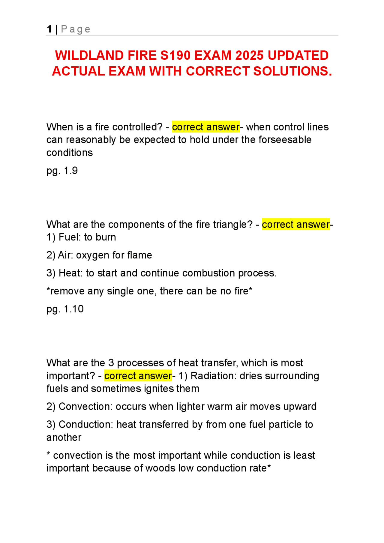 Wildland Fire S190 Exam Prep: Questions and Answers | Exams Safety and ...