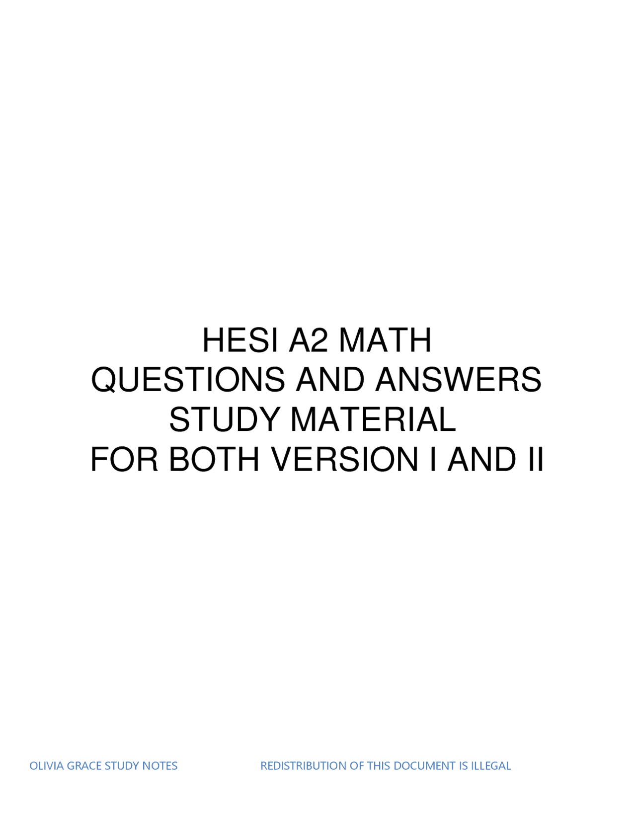 Math Exam Practice Questions and Answers | Exams Nursing | Docsity