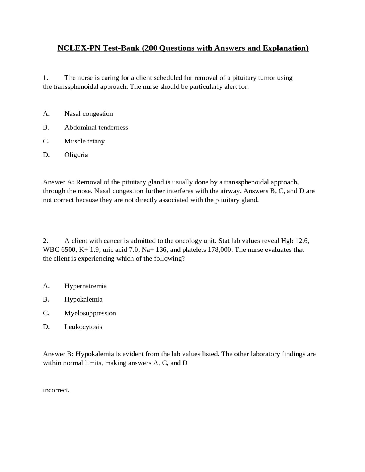 NCLEX-PN Q&A Study Guide Updated (2025) | Exams Nursing | Docsity