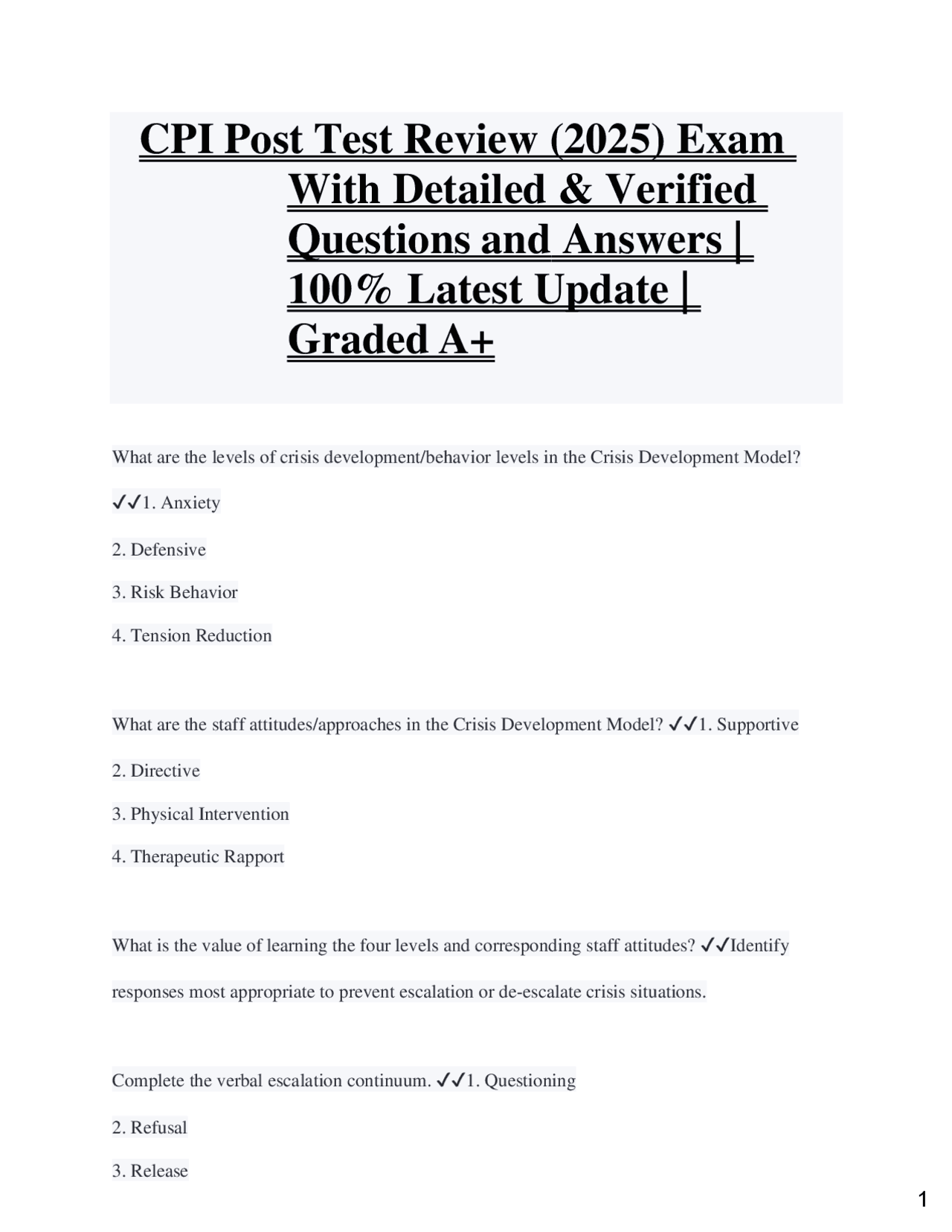 CPI Post Test Review (2025) Exam With Detailed & Verified Questions and ...