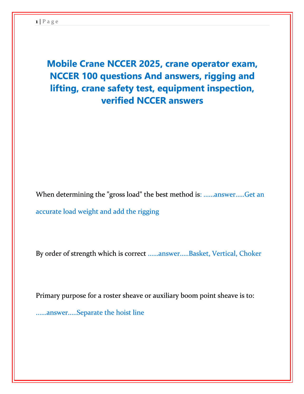 Mobile Crane NCCER 2025.pdf | Exams Mobile Computing | Docsity