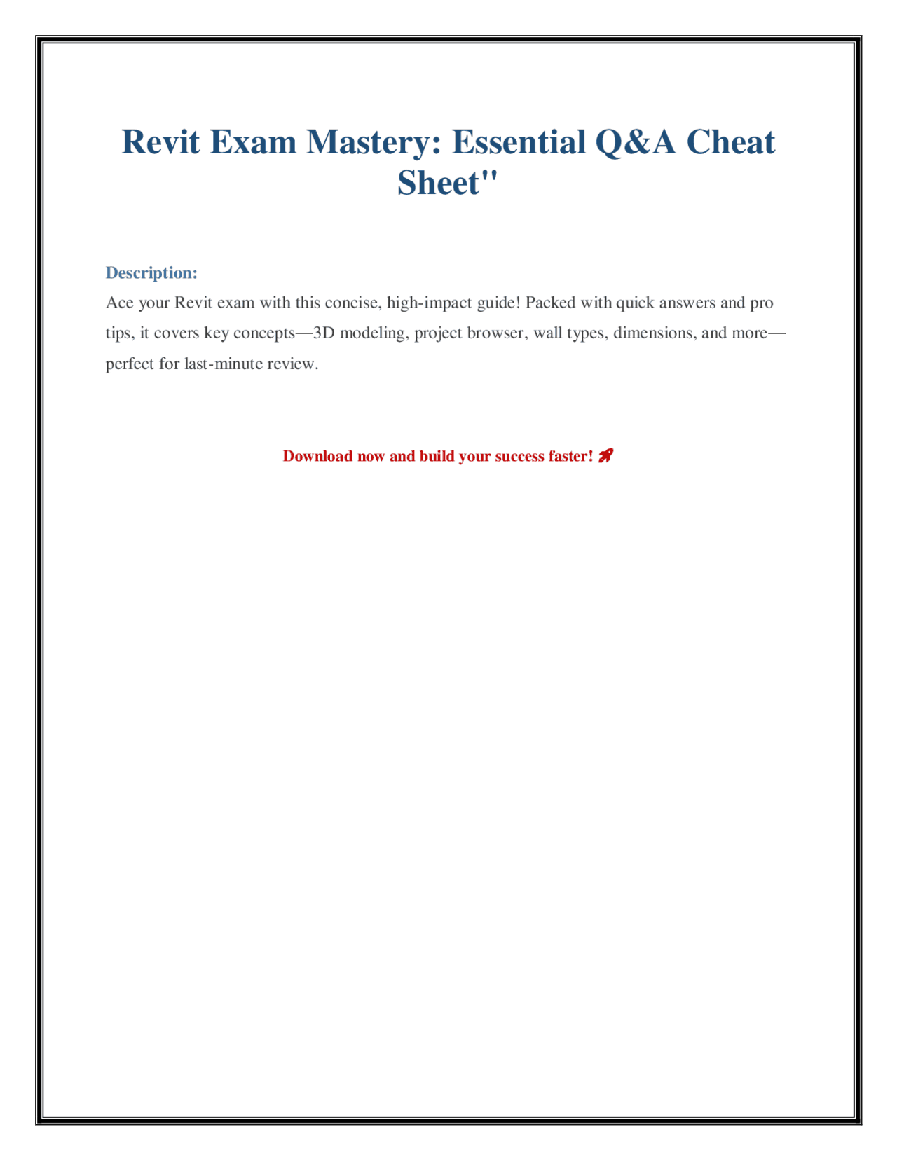 Revit Exam Q&A: Essential Cheat Sheet for Architecture Students | Exams ...