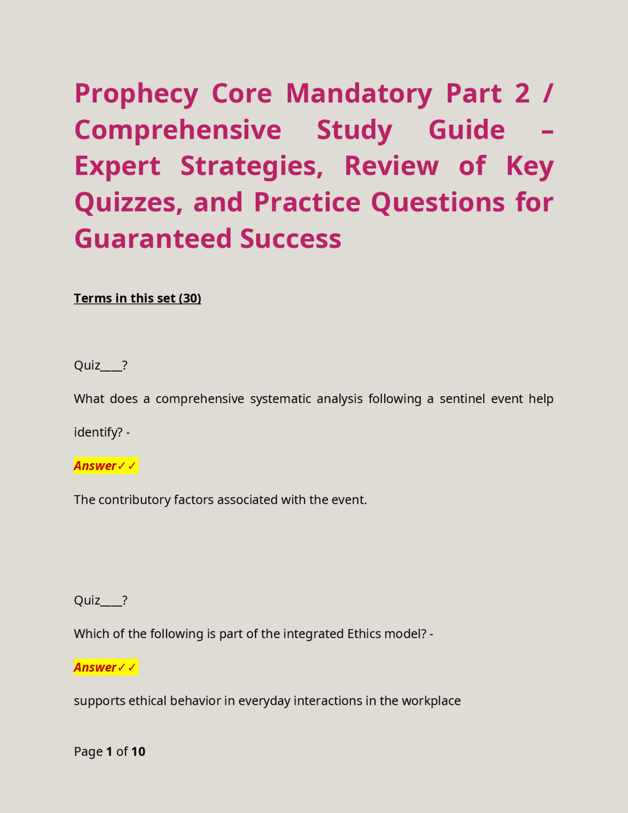 Prophecy Core Mandatory Part 2 / Comprehensive Study Guide – Expert ...