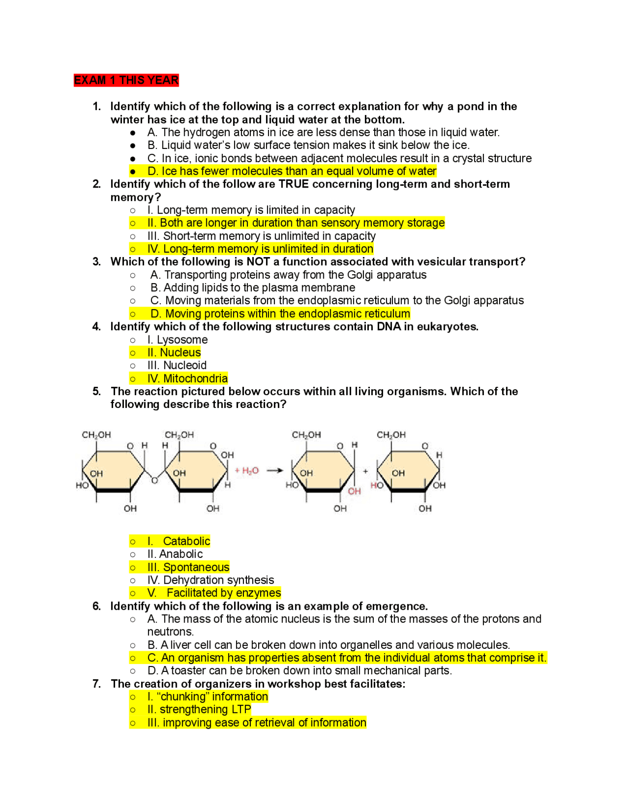 Biology Exam Question Bank | Lecture notes Biology | Docsity