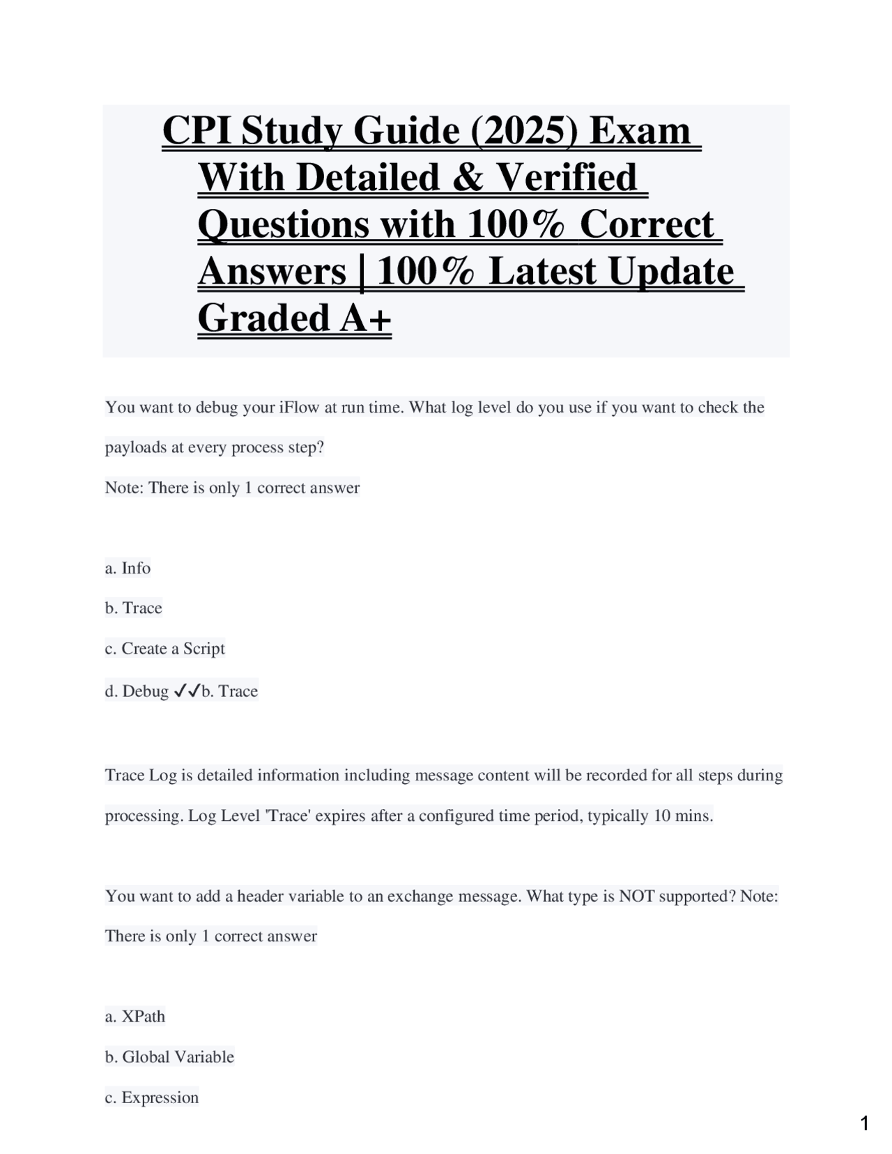 CPI Study Guide (2025) Exam With Detailed & Verified Questions with 100 ...