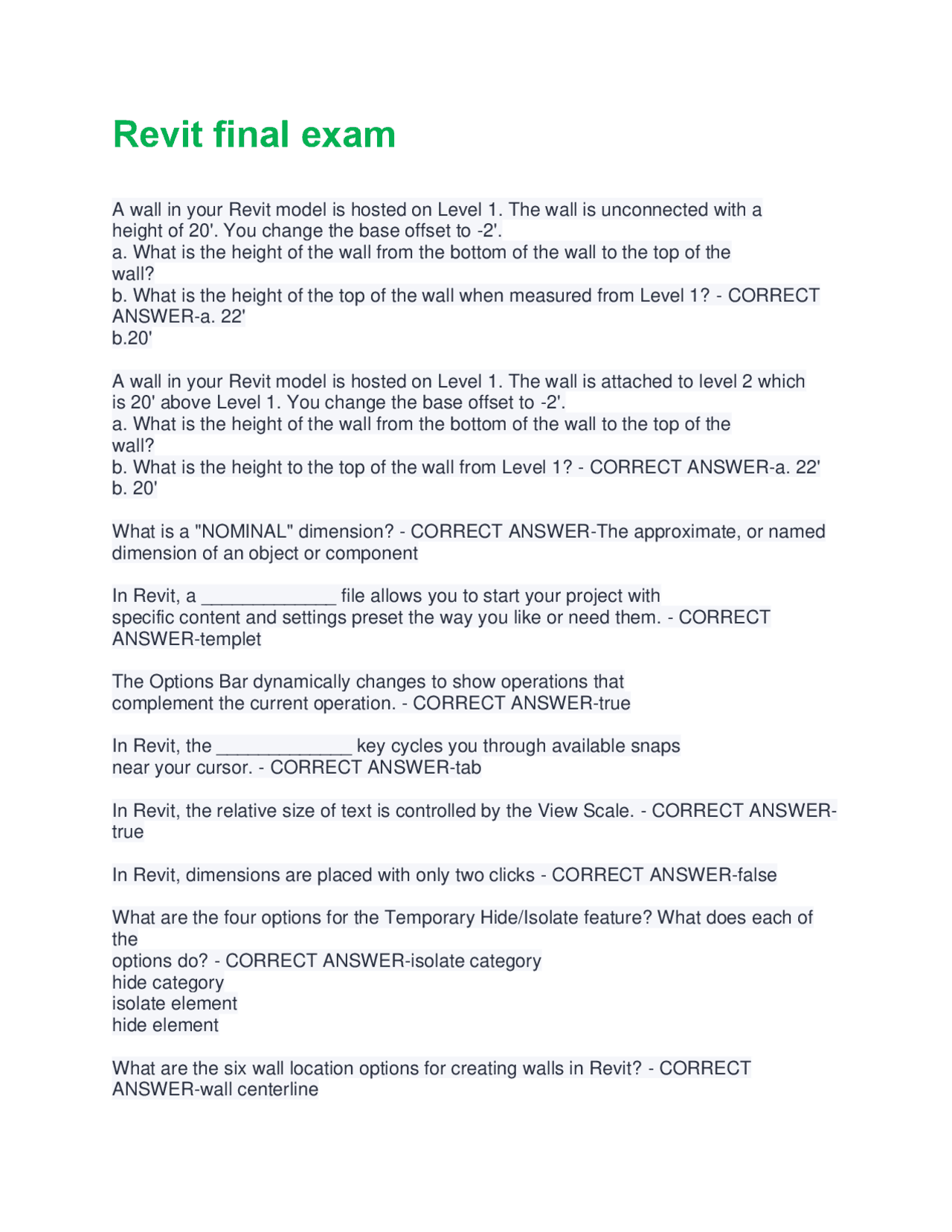 Revit Exam Questions and Answers: BIM Fundamentals | Exams Advanced ...