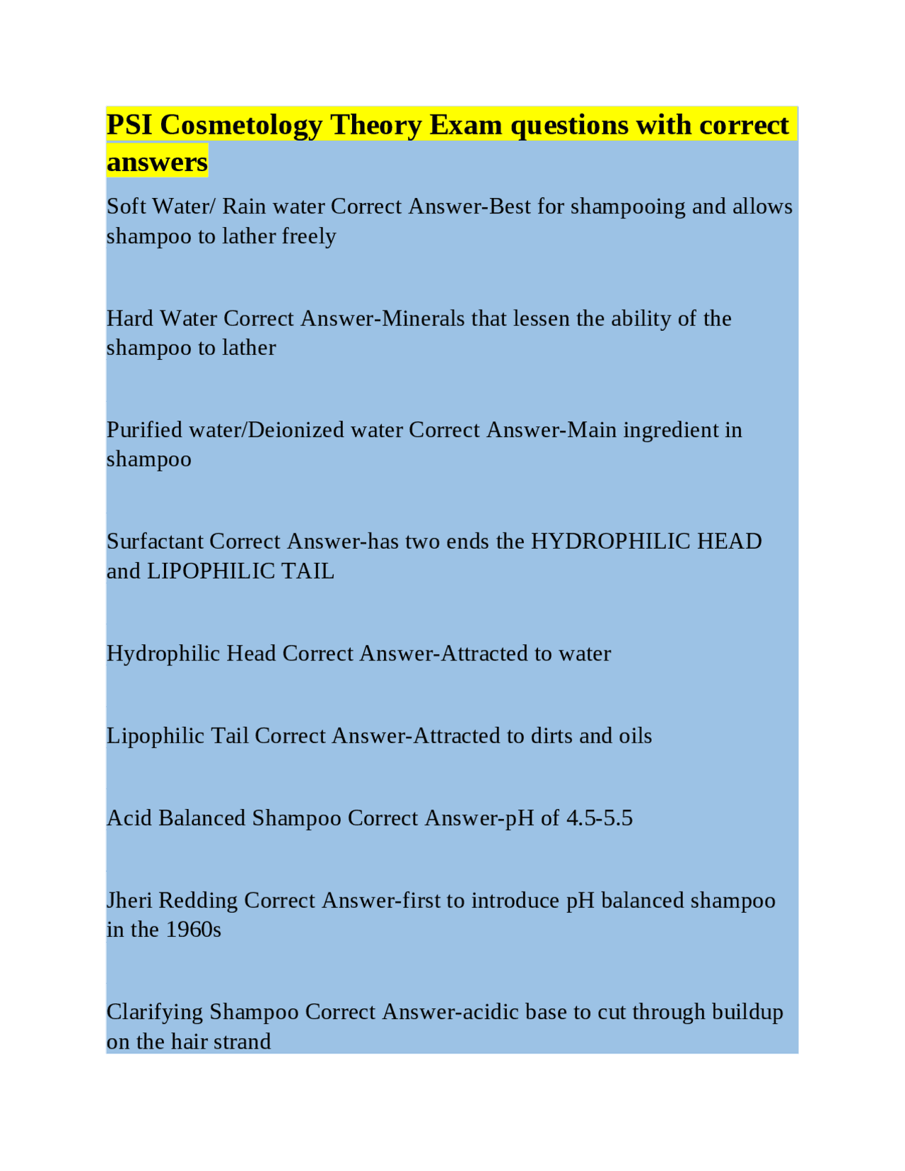 Cosmetology Theory Exam Q&A: Hair, Skin, and Chemical Treatments ...