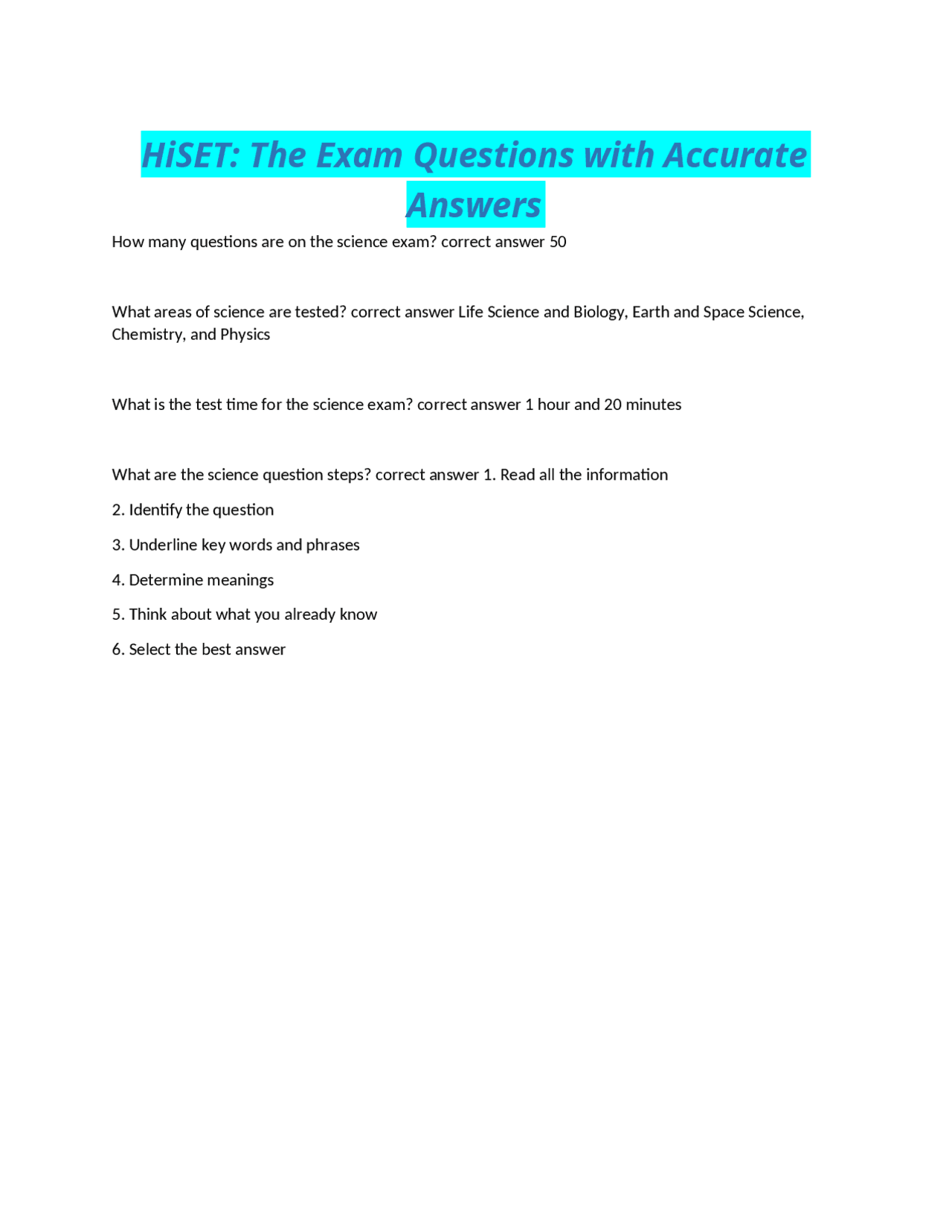 Science Exam Preparation Guide: Questions, Topics, and Strategies ...