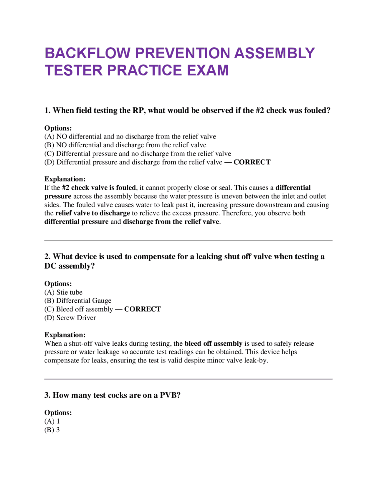 Backflow Prevention Assembly Tester Practice Exam | Exams Advanced ...