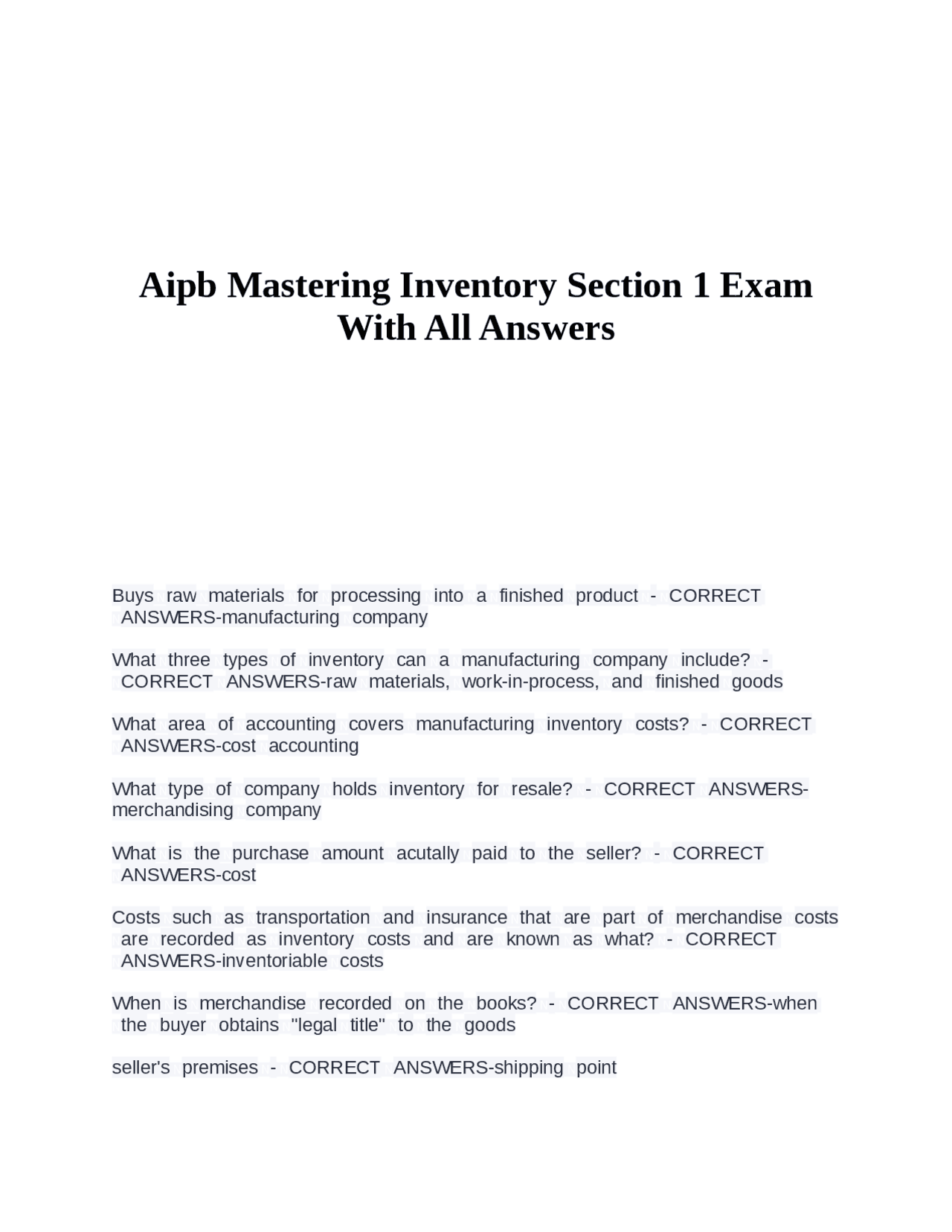 Mastering Inventory: Aipb Section 1 Exam Q&A | Exams Advanced Education ...