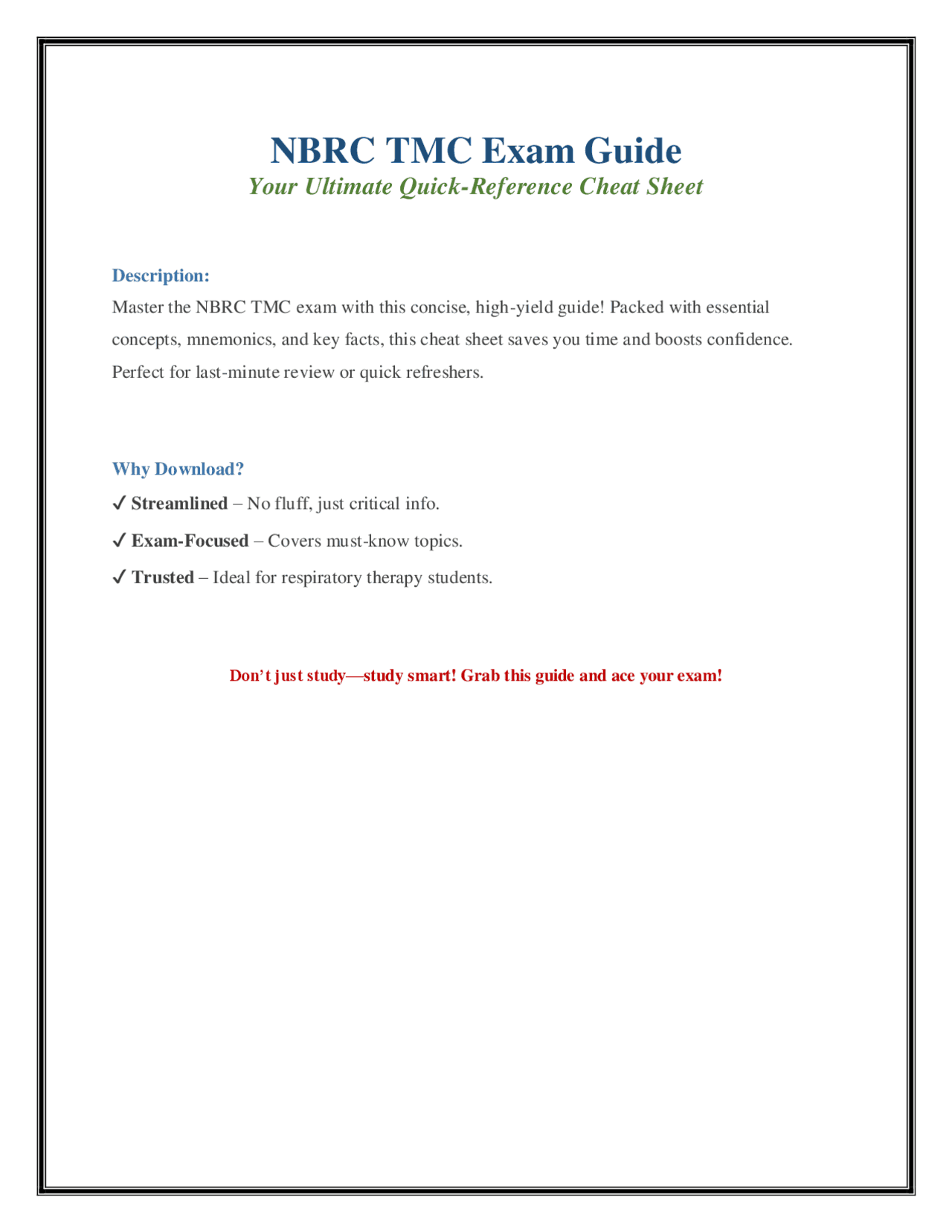 NBRC TMC Quick Guide: Key Concepts & Cheat Sheet for Exam Success ...