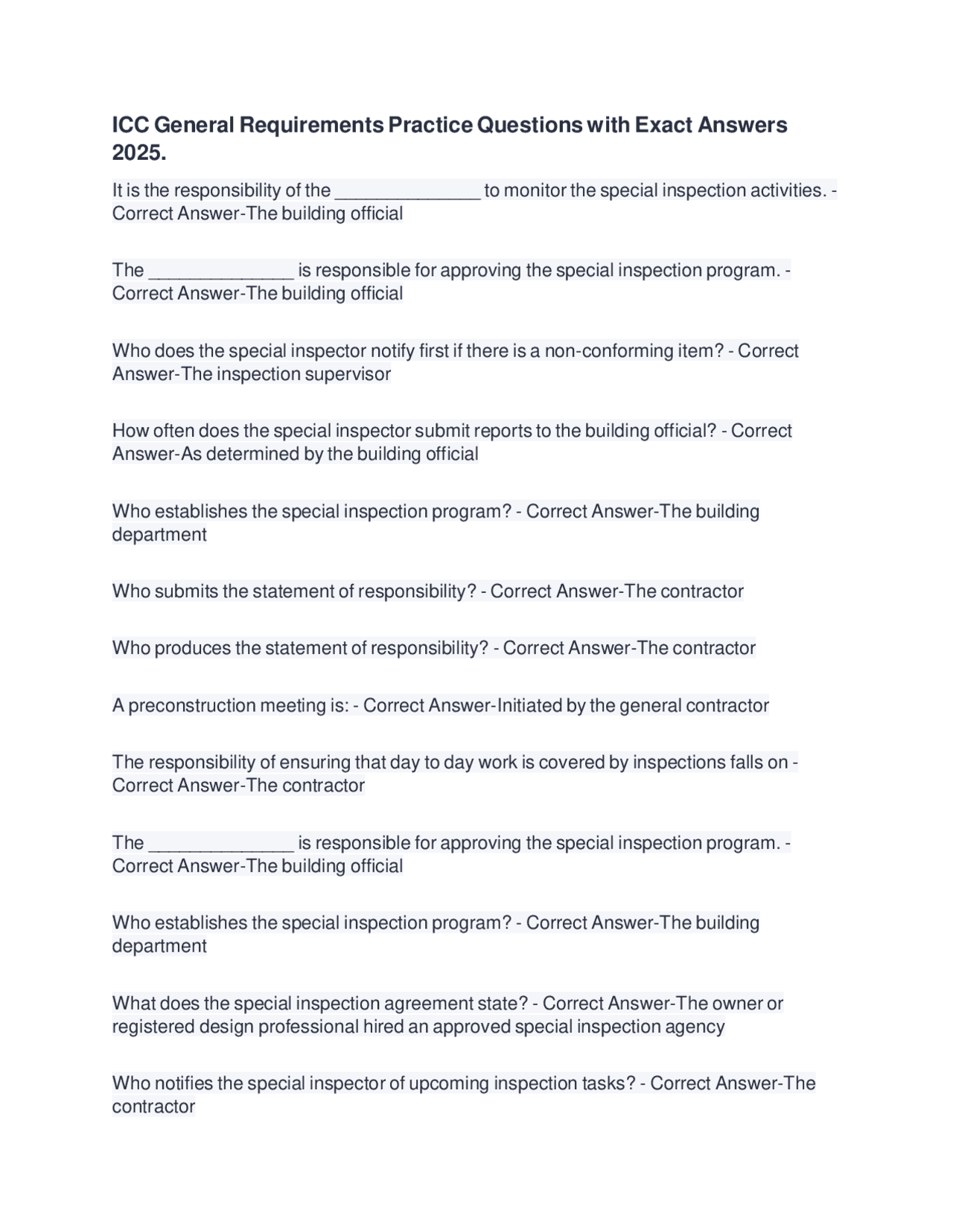 ICC General Requirements Practice Questions with Exact Answers 2025 ...