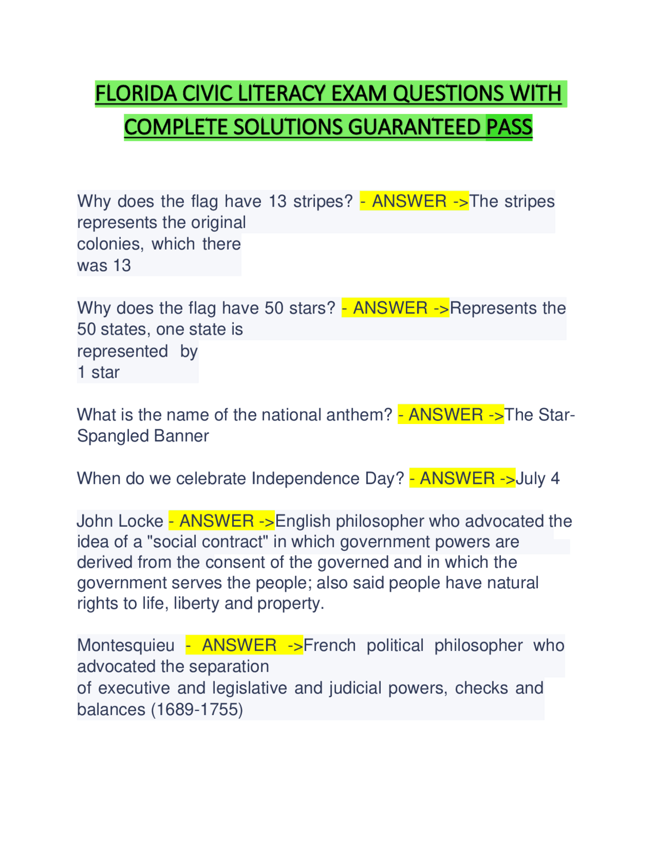 U.S. Civics and Government Q&A: Key Concepts and Principles | Exams ...