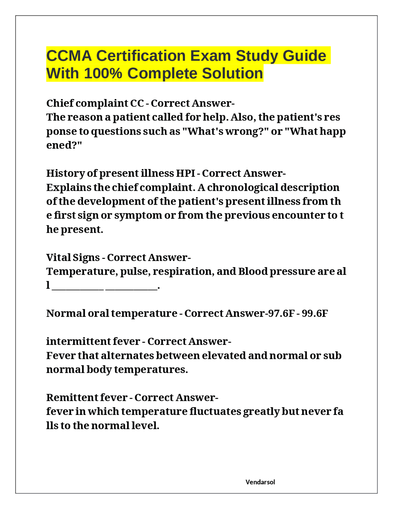 CCMA Certification Exam Study Guide With 100% Complete Solution | Exams ...