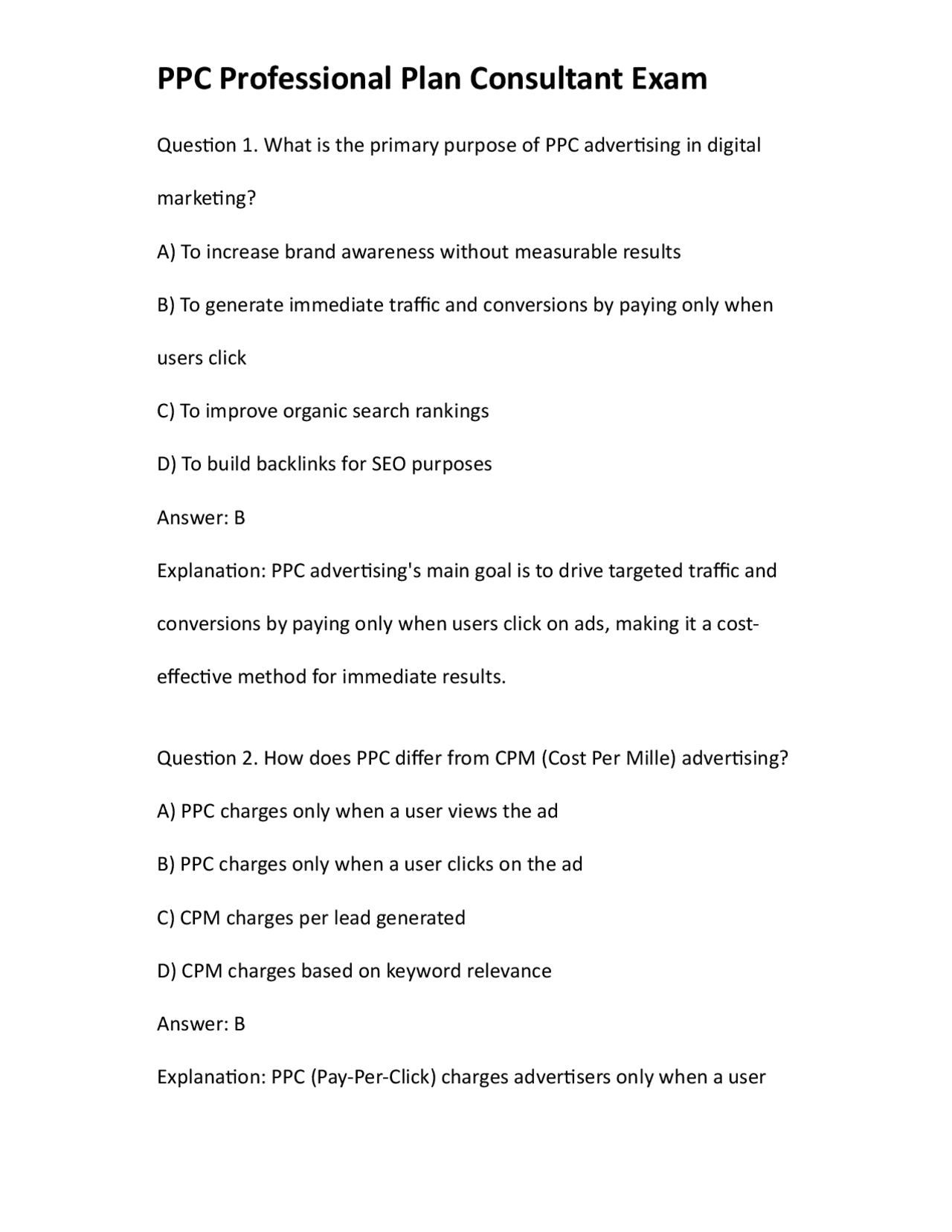 PPC Professional Plan Consultant Exam | Exams Technology | Docsity