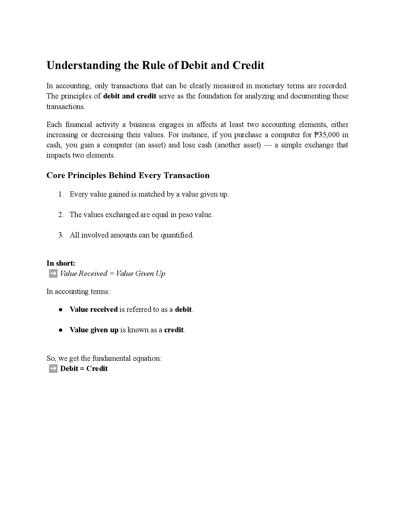 Understanding the Rule of Debit and Credit | Cheat Sheet Economics ...